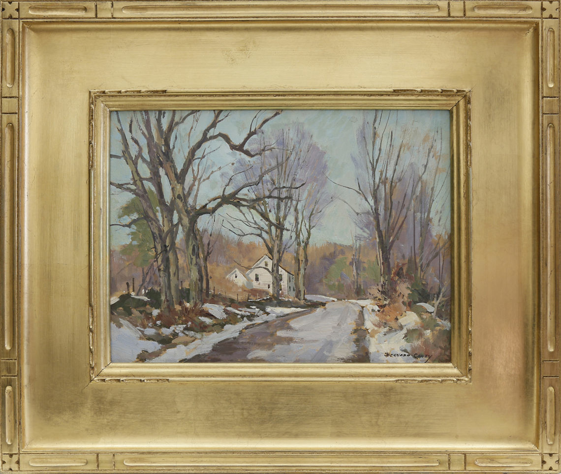 Bernard Corey Oil on Artist Board "Winter Road" - Bernard Corey Oil on ...