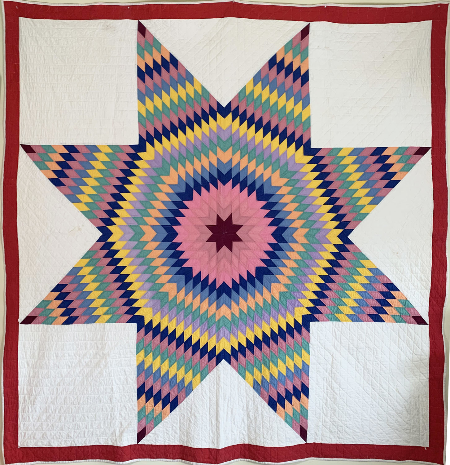 Vintage Colorful Texas Star Patchwork Quilt - Vintage Colorful Texas ...