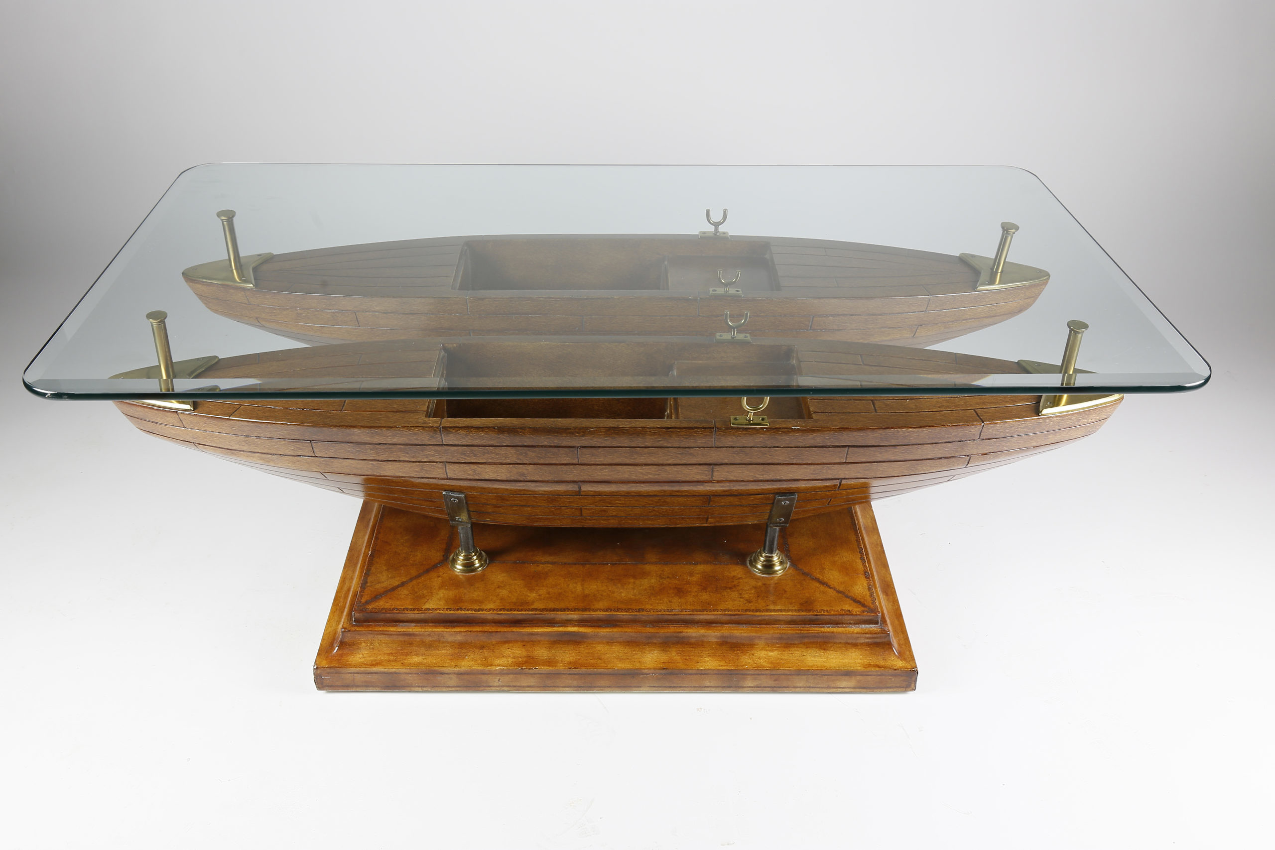 Maitland Smith Double Dory Glass Top Cocktail Table - Maitland Smith ...
