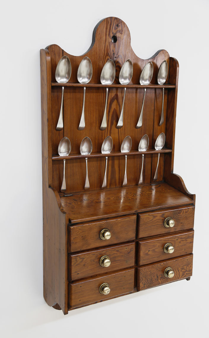 English Pitch Pine Hanging Spoon Rack Spice Chest - English Pitch Pine ...