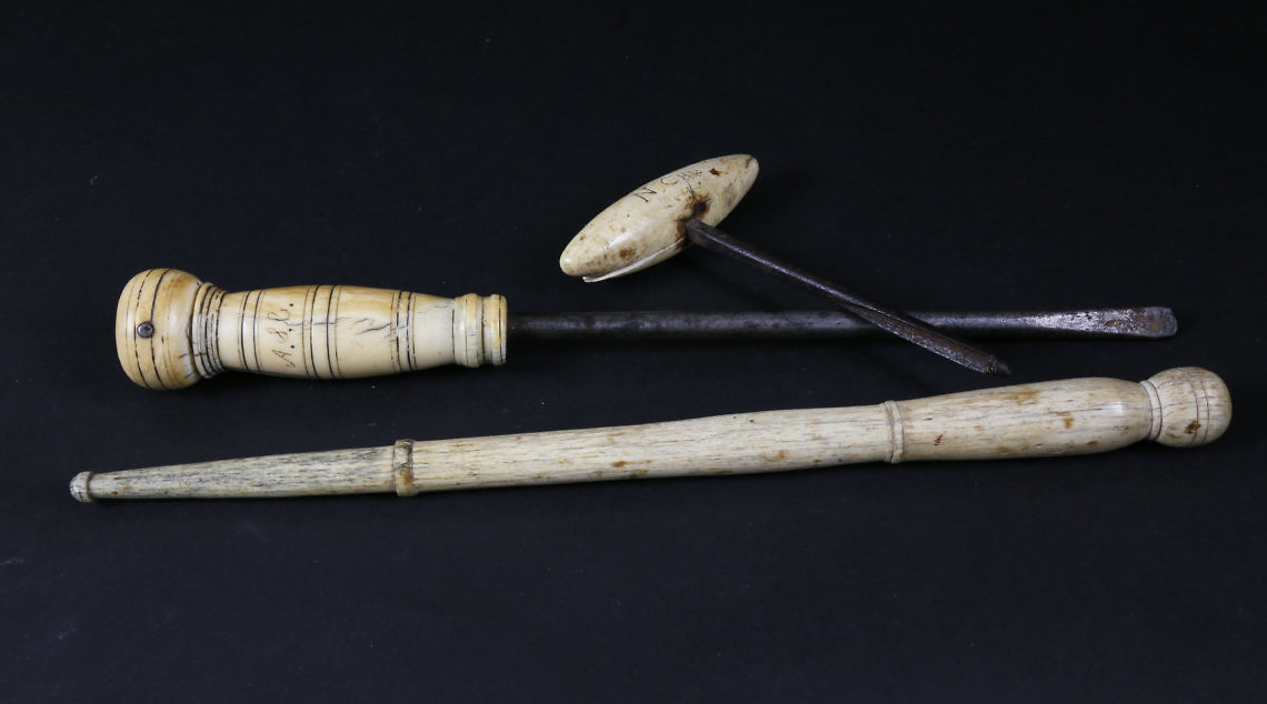 Whale Ivory Whale Bone and Steel Tools - Three Whaleman Whale Ivory ...