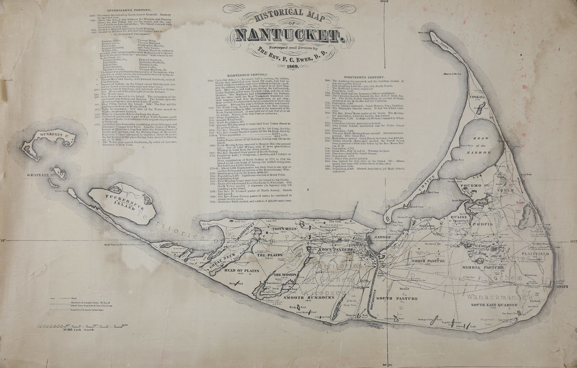Historical Map of Nantucket Reverend Ewer - Original Historical Map of ...