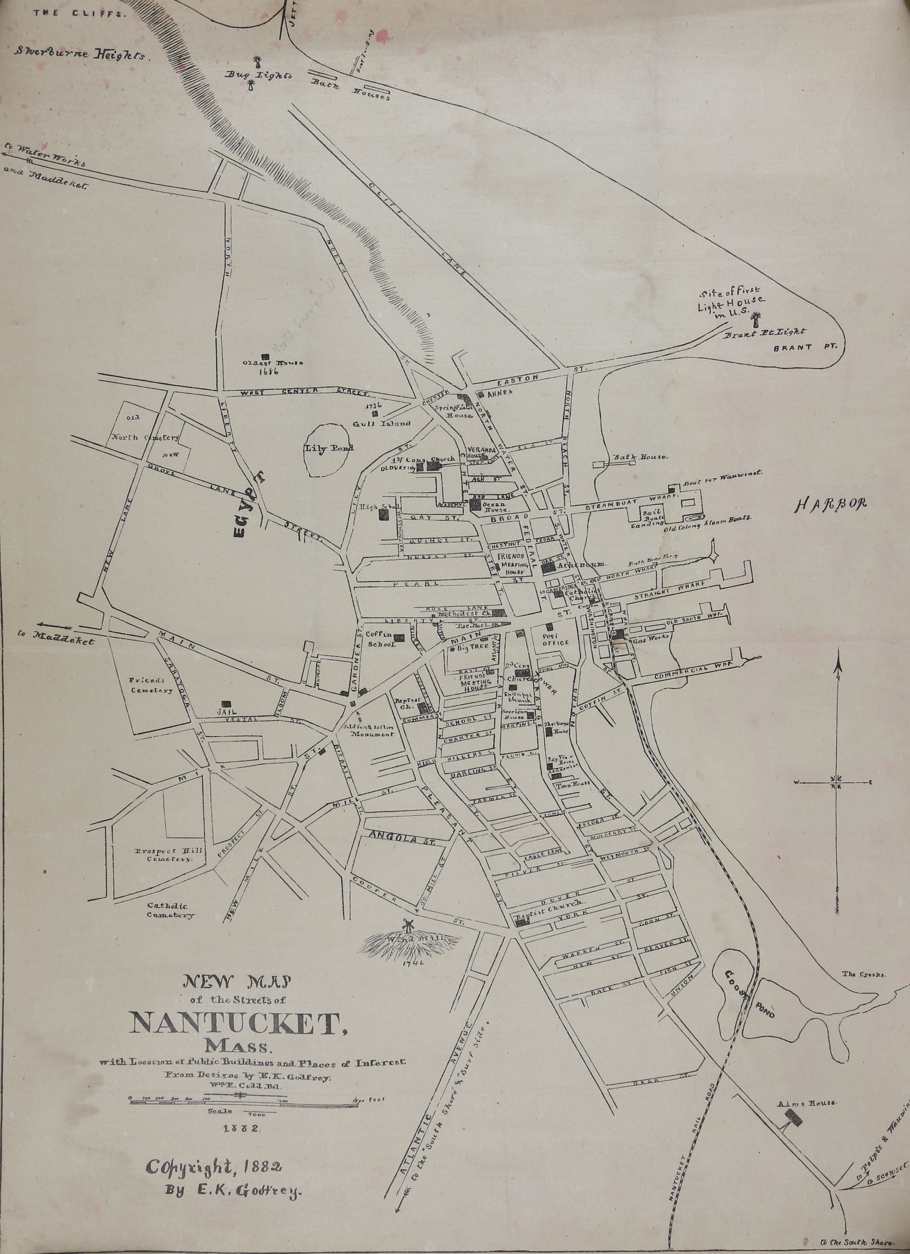 - Original Historical Map of Nantucket By E.K. Godfrey, 1882 - Rafael ...