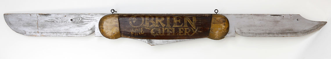 Circa 1900 Very Large “Obrien Fine Cutlery” Folk Art Double Sided Trade ...