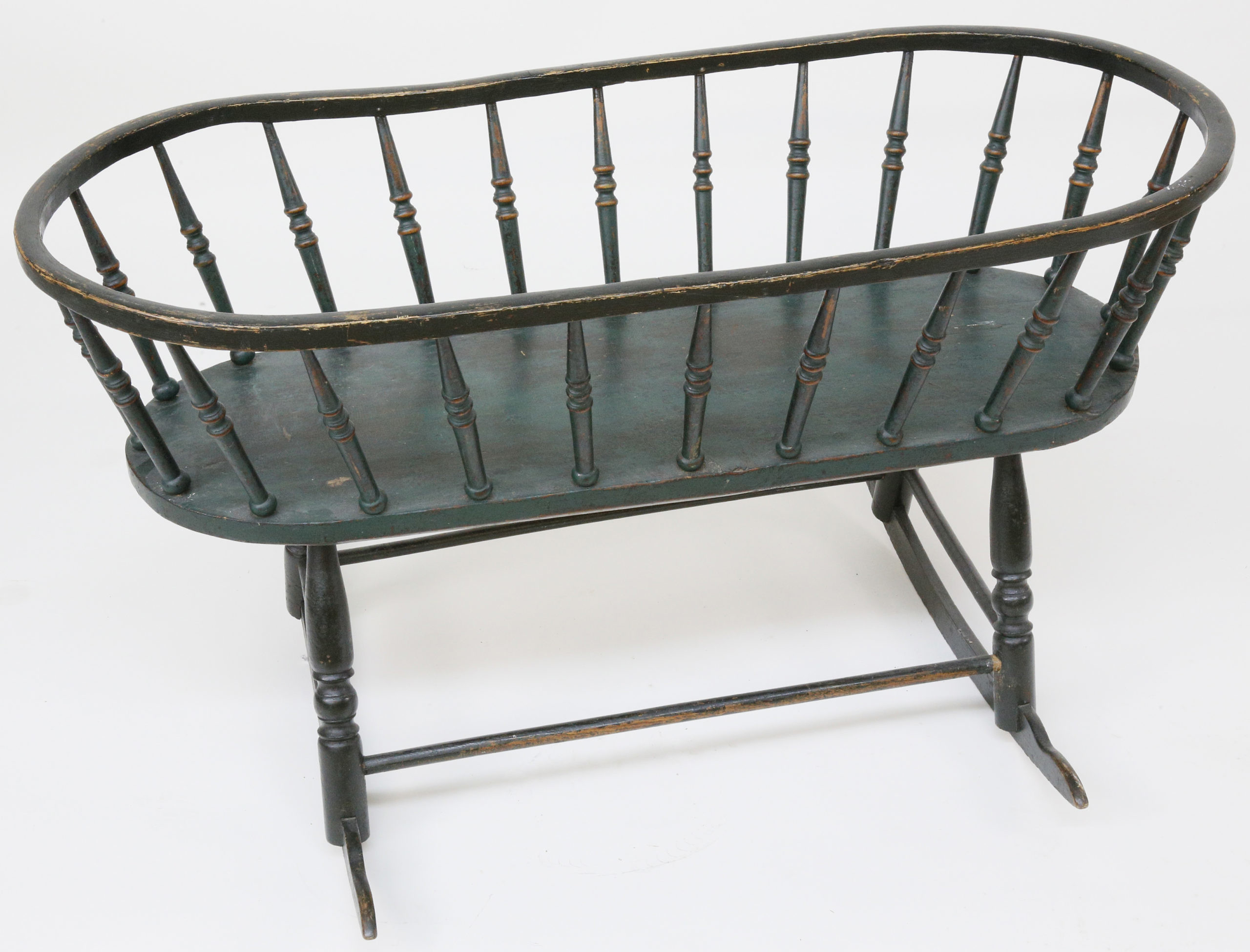 New England Windsor Rocking Cradle - New England Green Painted Windsor ...