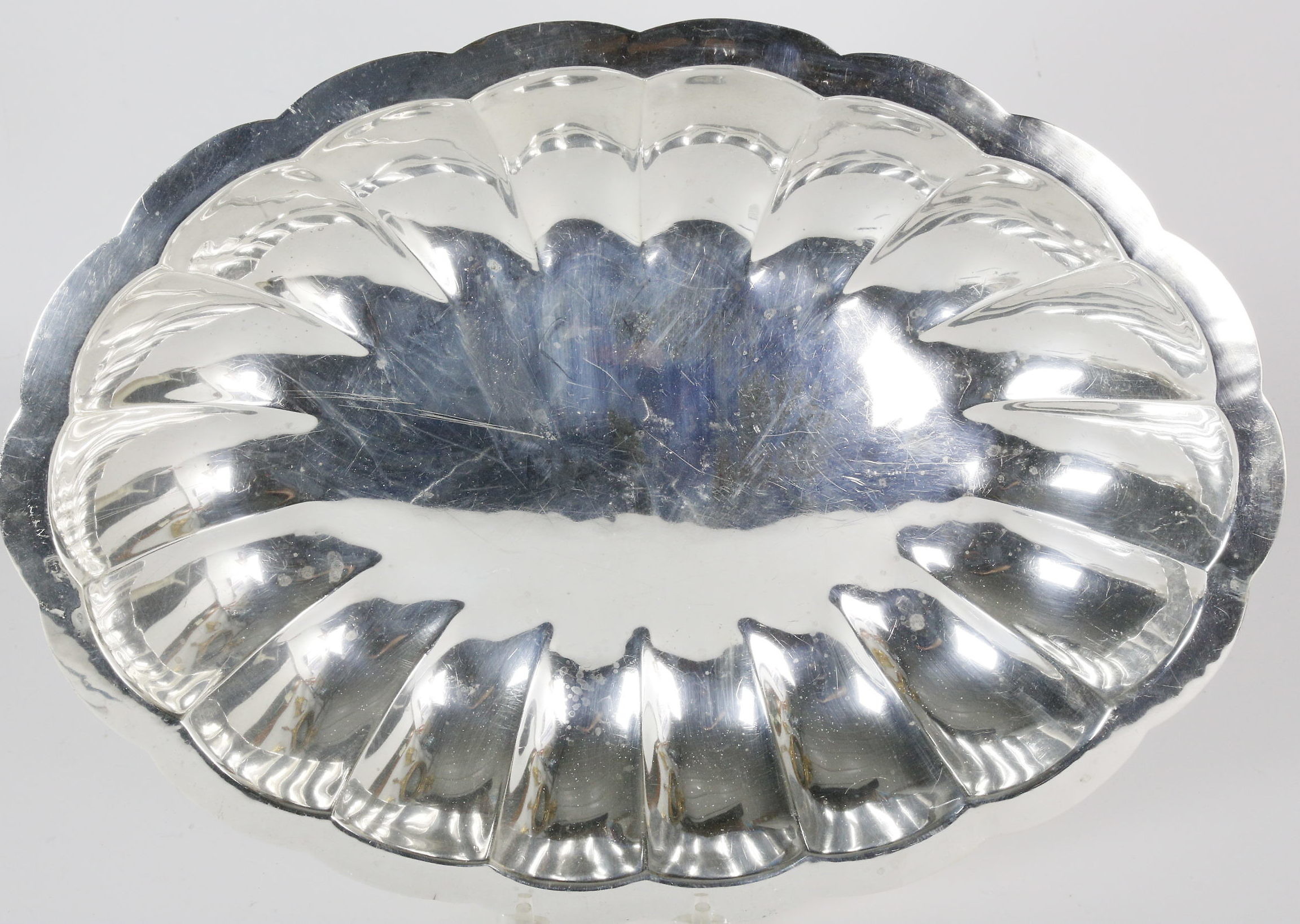 Sterling Silver Fluted Bowl - Mexican Sterling Silver Fluted Oval Bowl ...