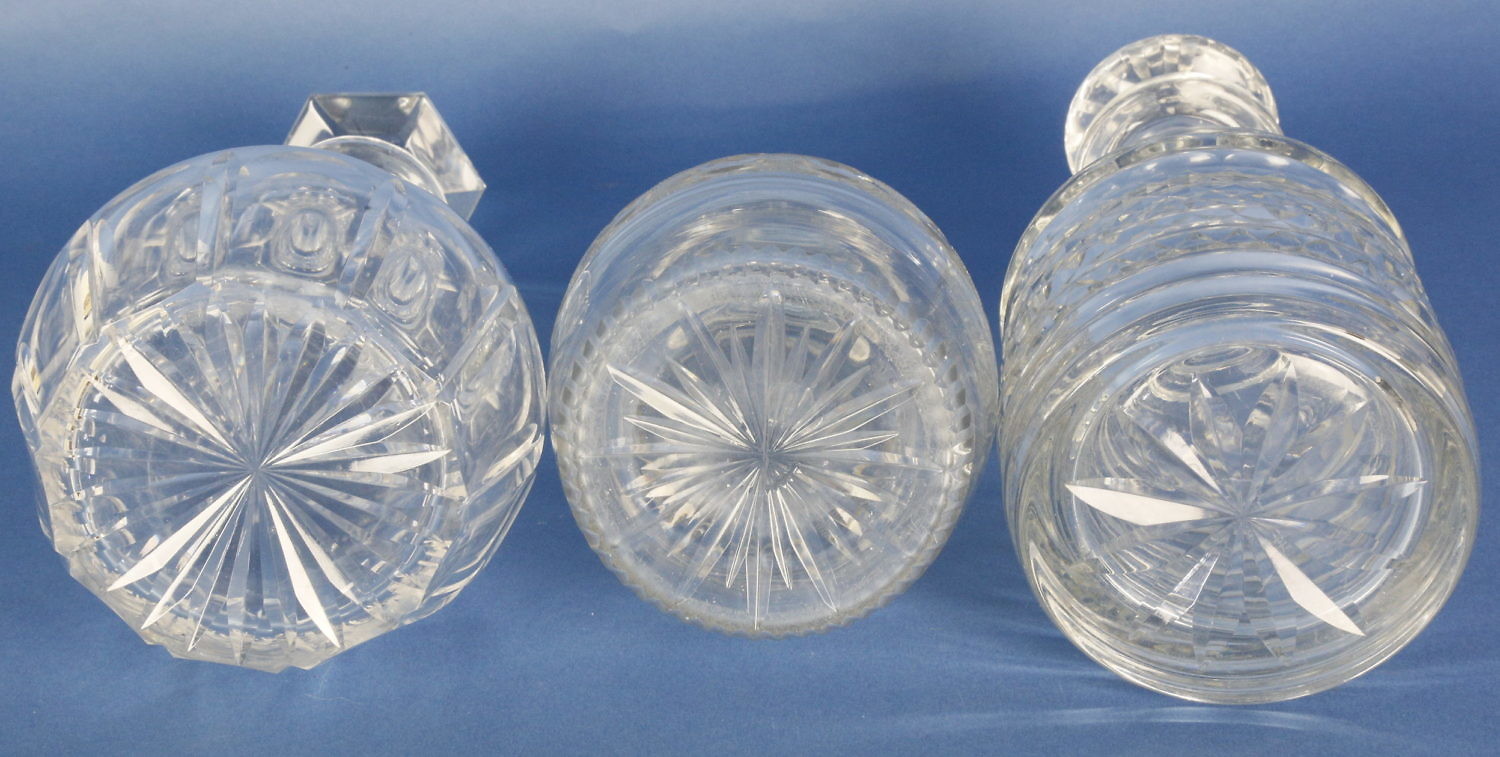 19th Century Crystal Captains Decanters - Set of Three Cut Crystal ...