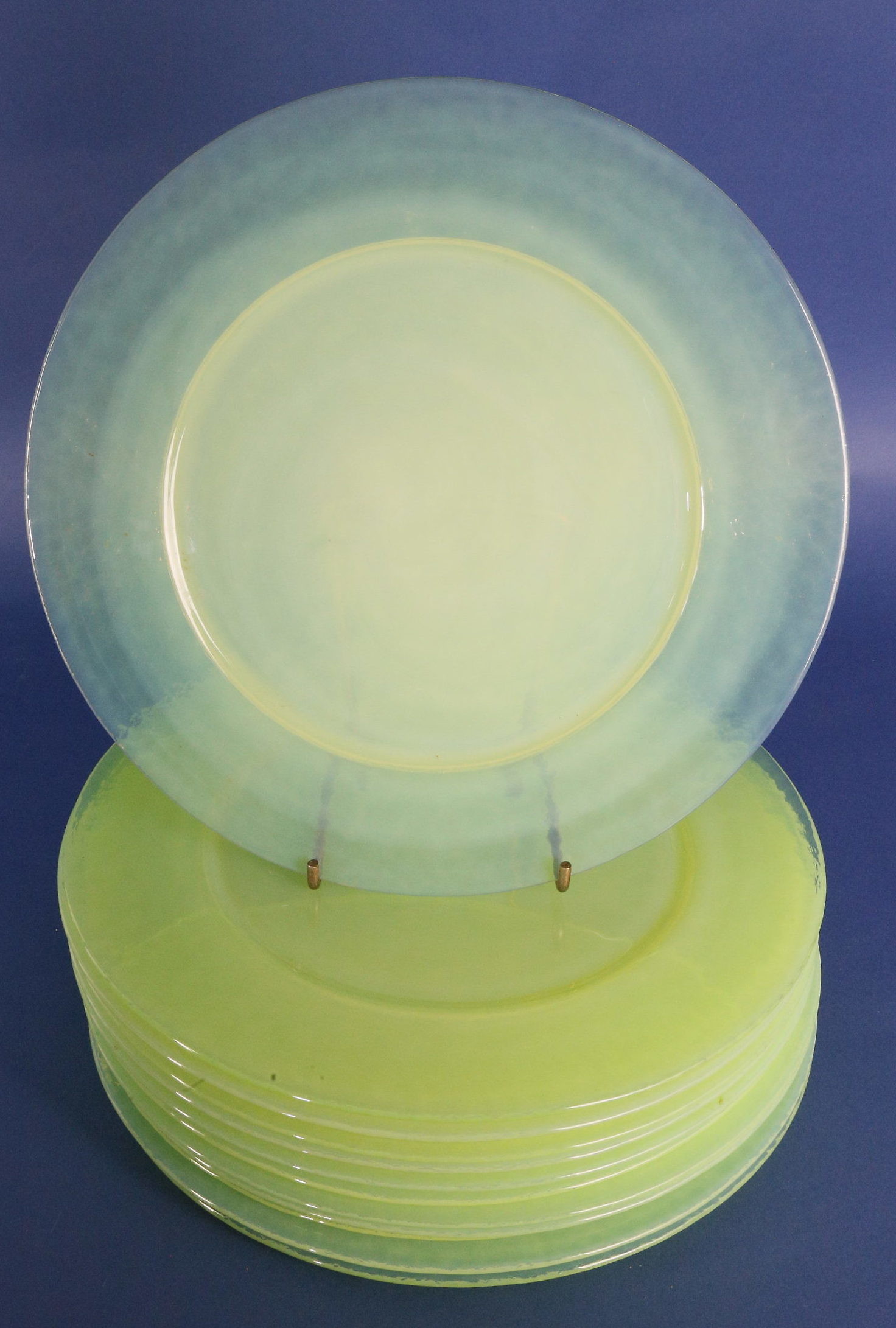 Green Murano Italian Glass Chargers - Set of Twelve Contemporary Green ...