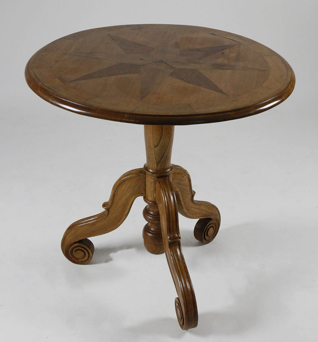 Antique Star Inlaid Side Table - Antique Blonde Mahogany Nautical Star ...