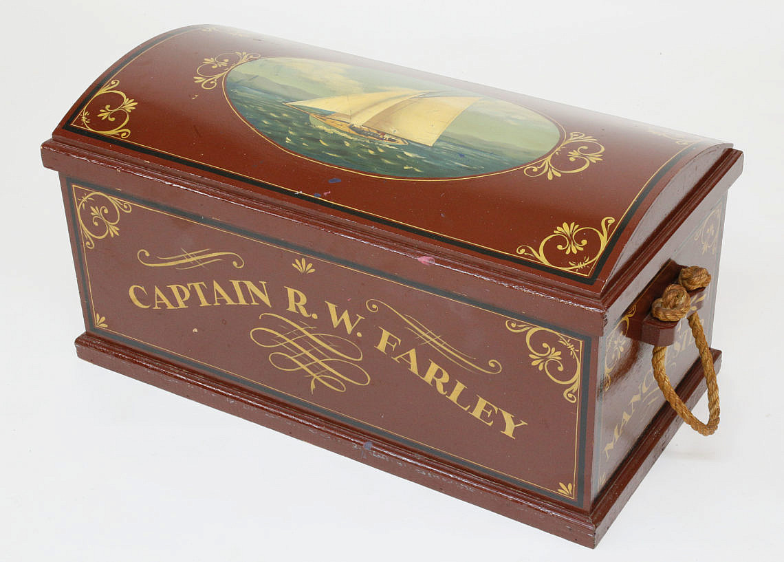 Nautical Decorated Trunk - British Nautical Decorated Dome Top Trunk ...