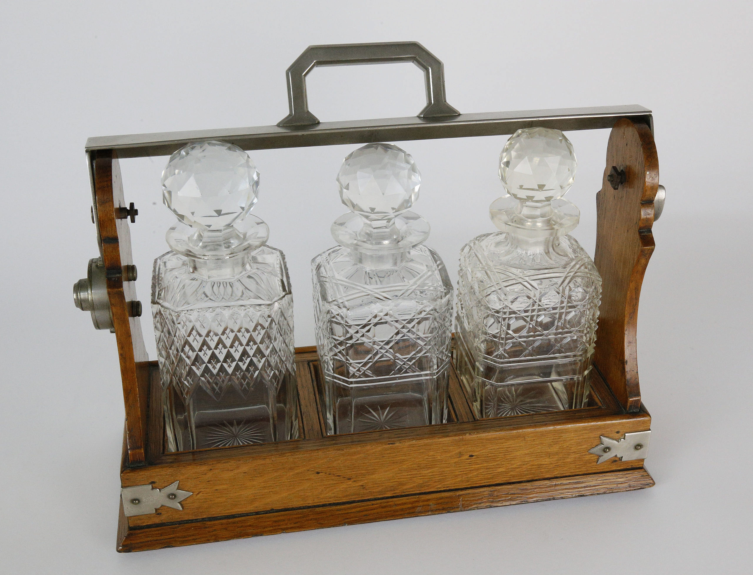 19th Century Oak and Crystal Tantalus Set - Oak and Crystal Tantalus ...