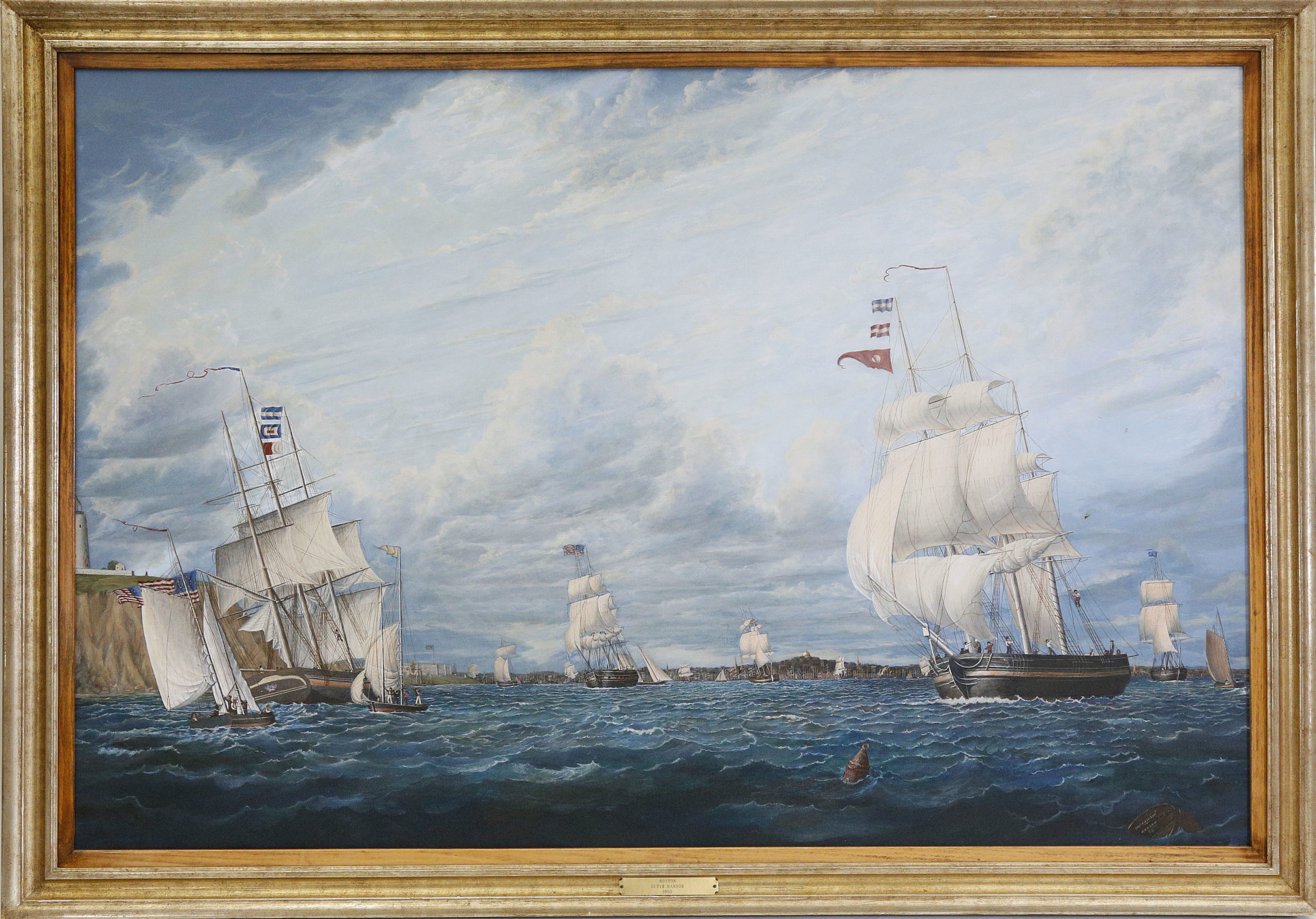 Jane Robson and John Hutchinson Oil on Canvas - Boston Outer Harbor Oil ...