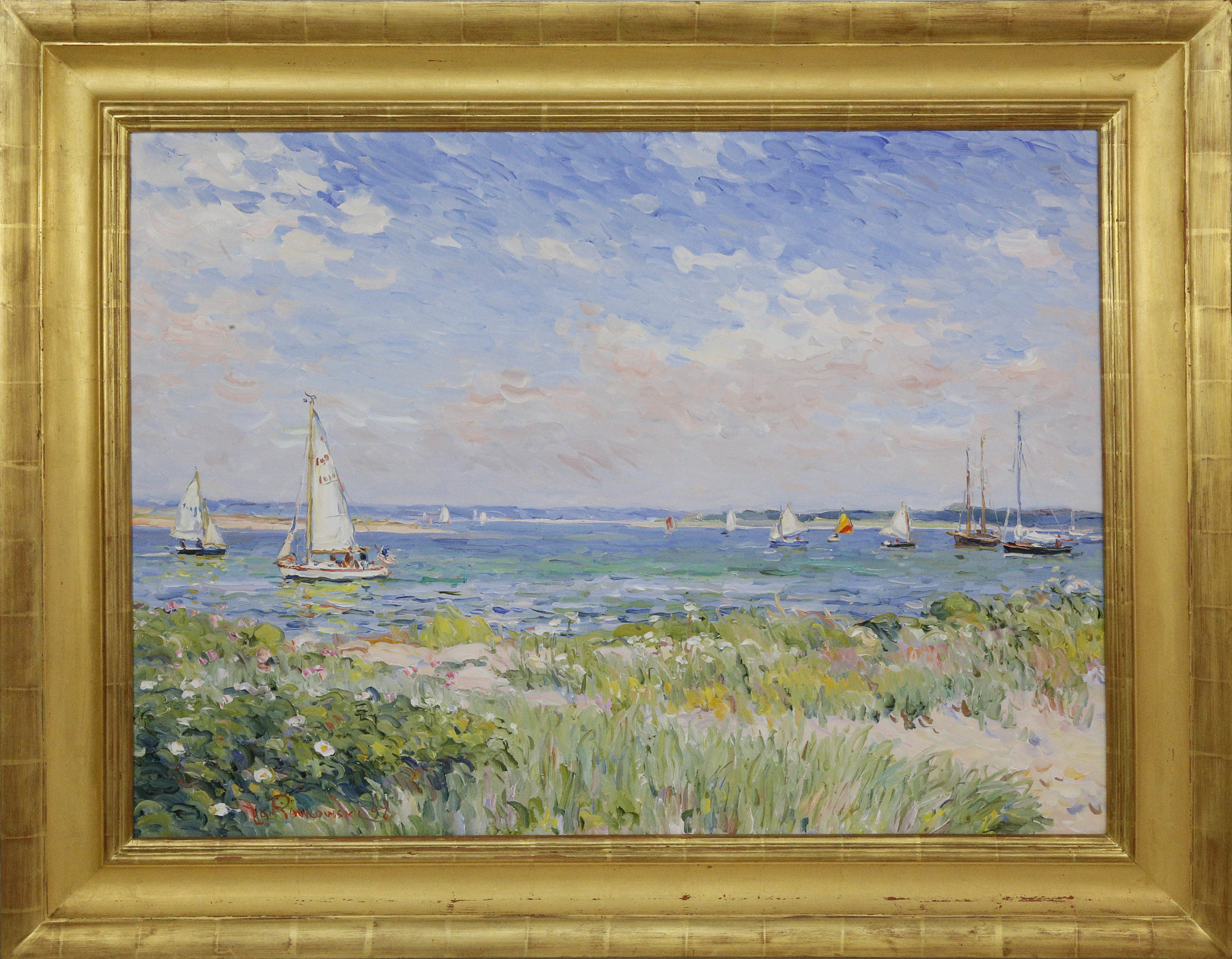 Jan Pawlowski Oil on Canvas “Sailing in Polpis Harbor” - Jan Pawlowski ...