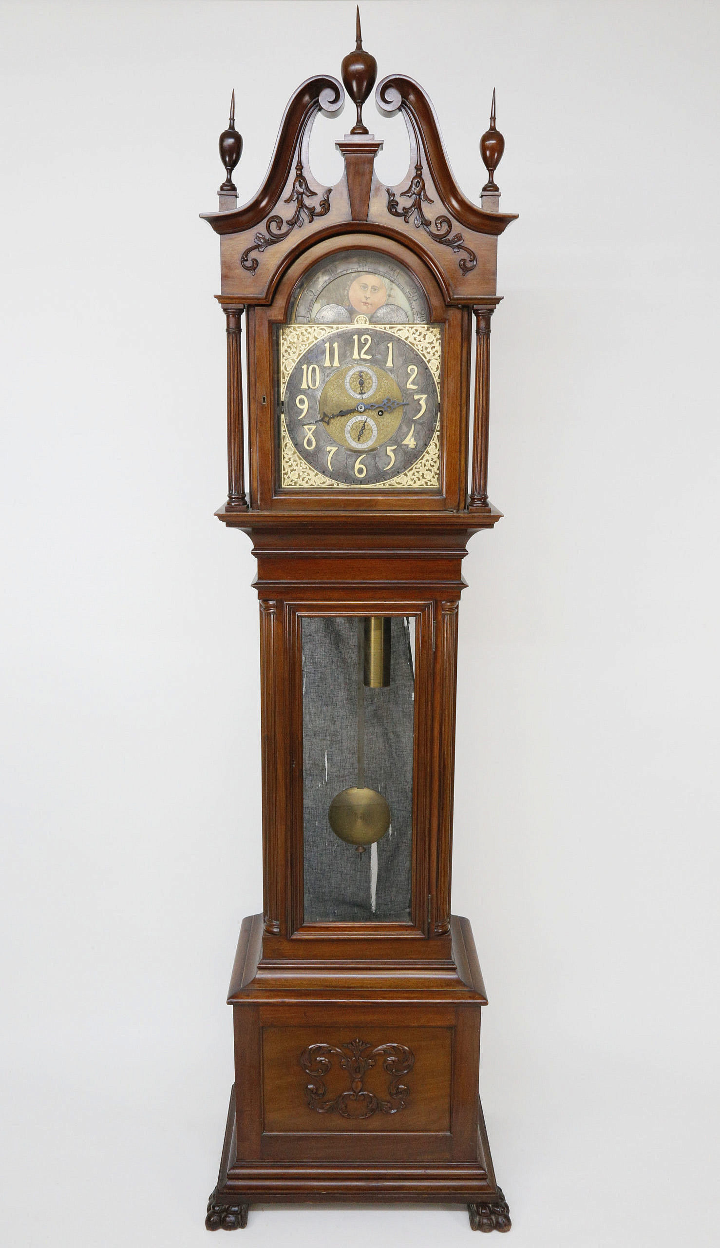 German Mahogany Tall Case Clock - German Mahogany Tall Case Clock, ca ...