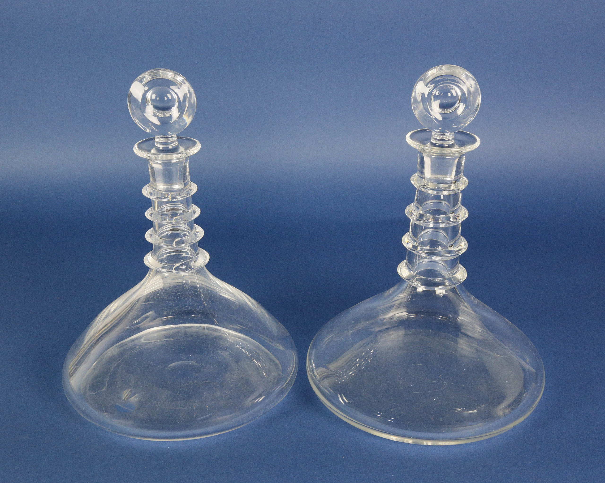 Pair of Steuben Crystal Glass Captain's Decanters - Pair of Signed ...