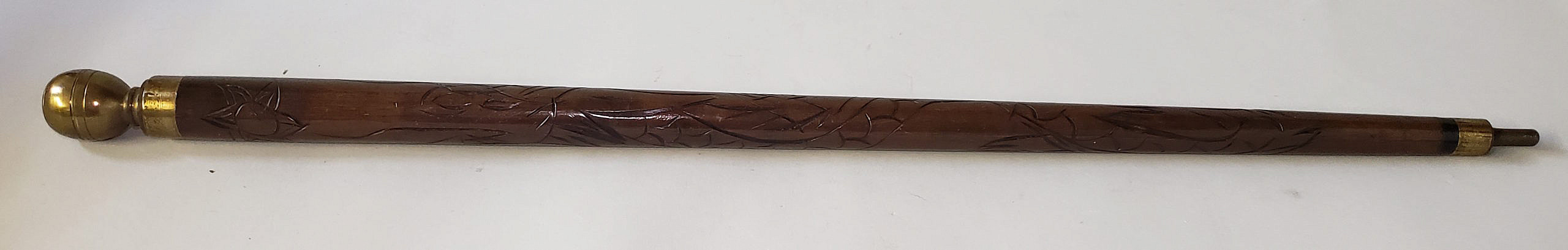 Vintage Mahogany and Brass Walking Stick/Pool Cue - Vintage Mahogany ...