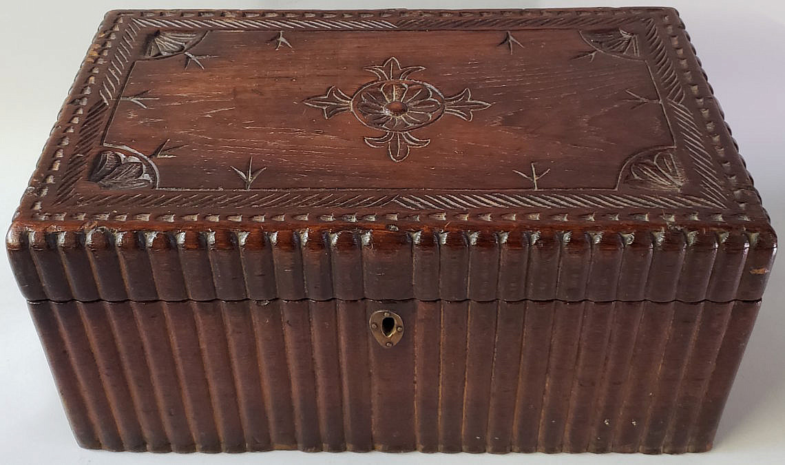 19th Century German Carved Folk Art Wood Traveling Secretary Box - 19th ...
