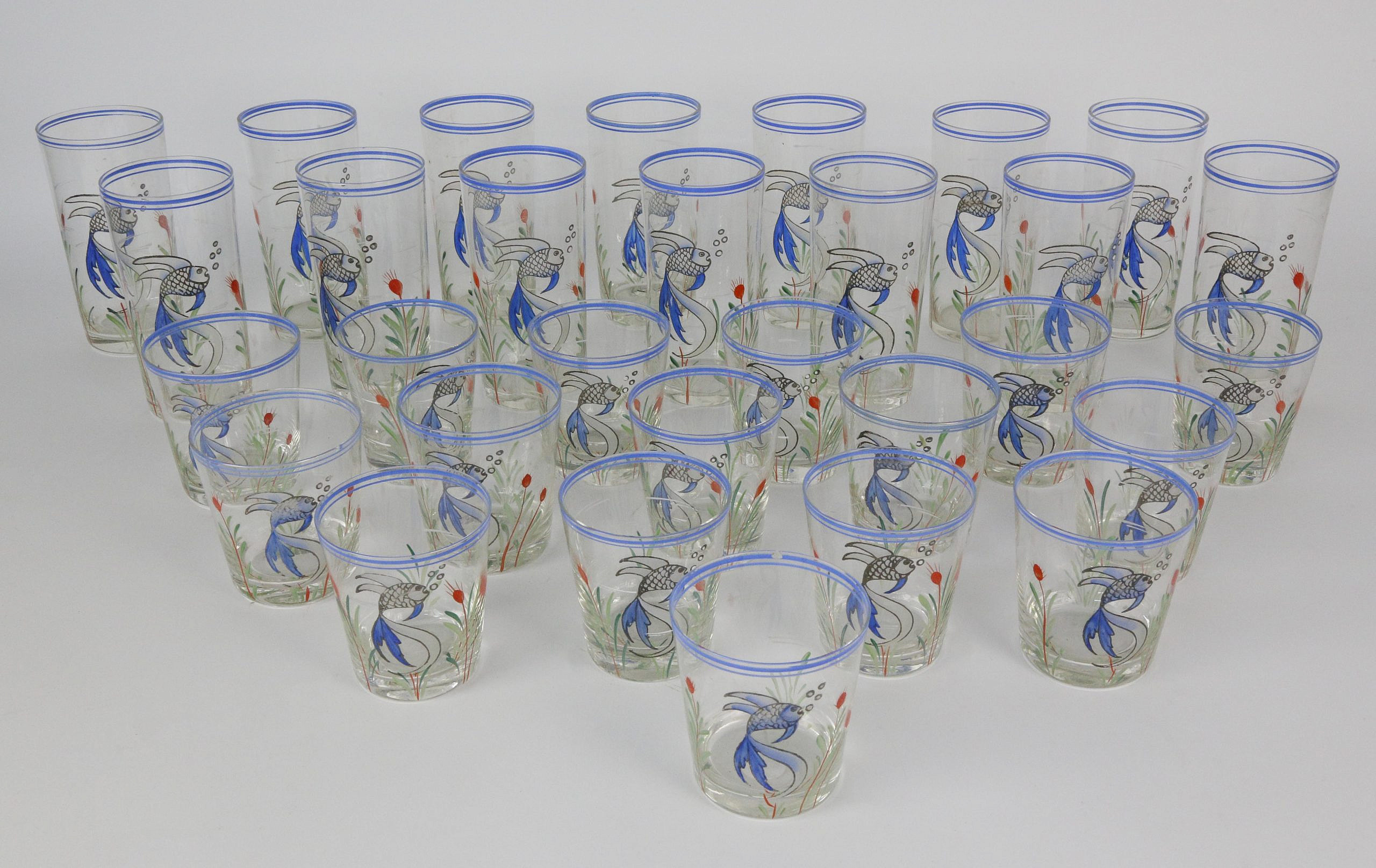 Vintage Hand Painted Koi Fish Glasses - Set of 30 Vintage Hand Painted ...