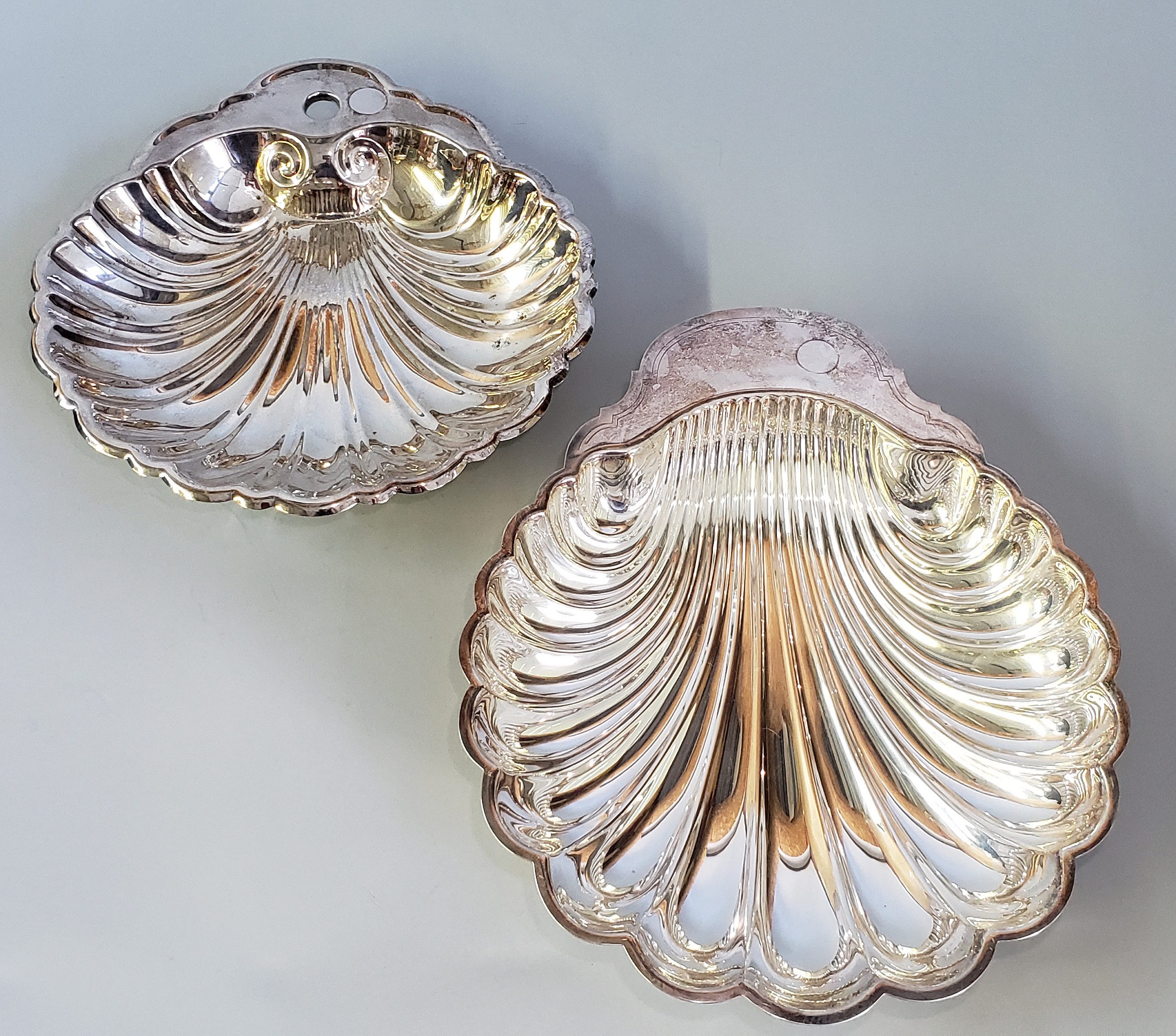 Two Silver Plates Shell Dishes - Two Silver Plated Scallop Shell Formed ...