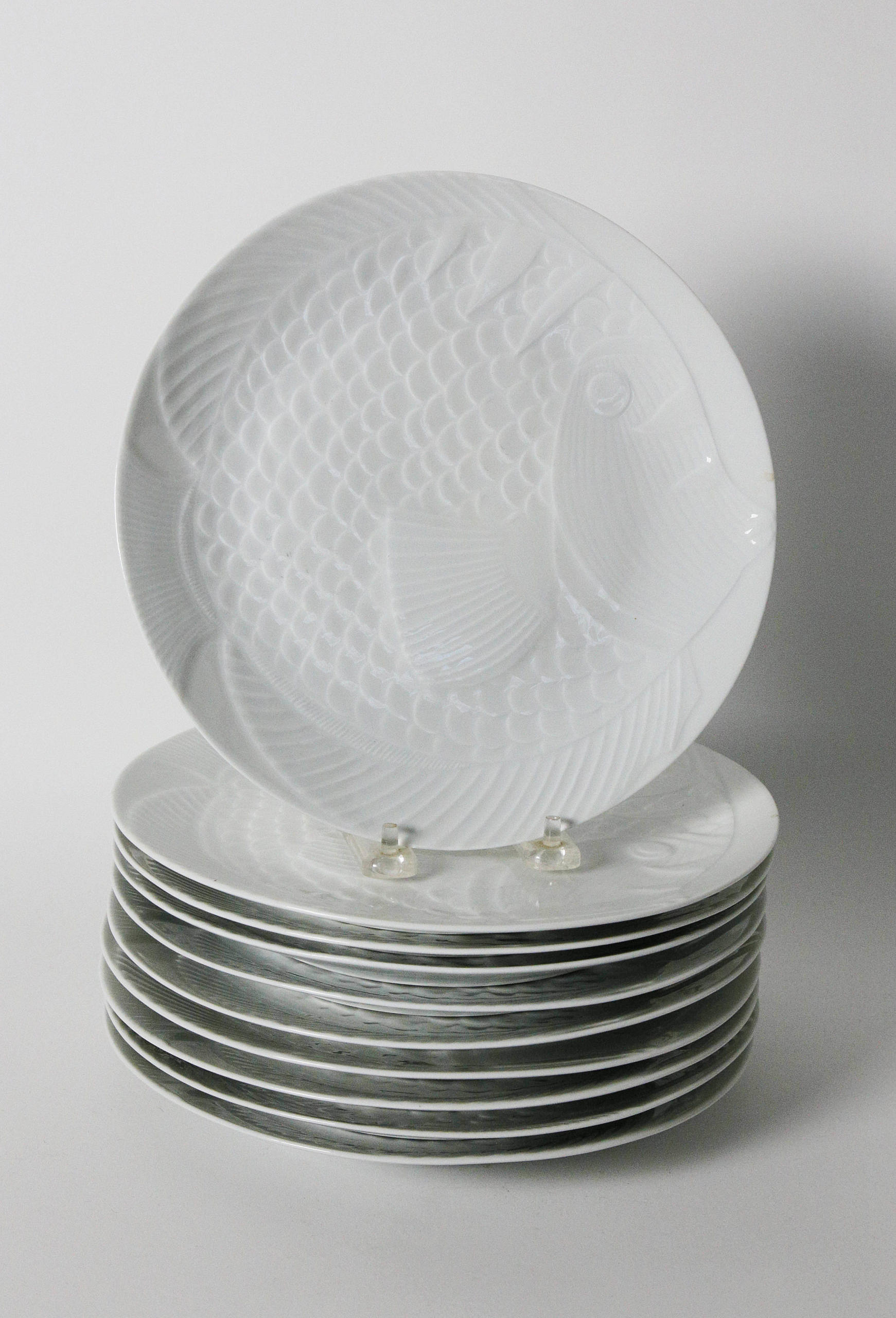 French Dansk Fish Dinner Plates - Set of 10 Dansk White Porcelain Fish ...