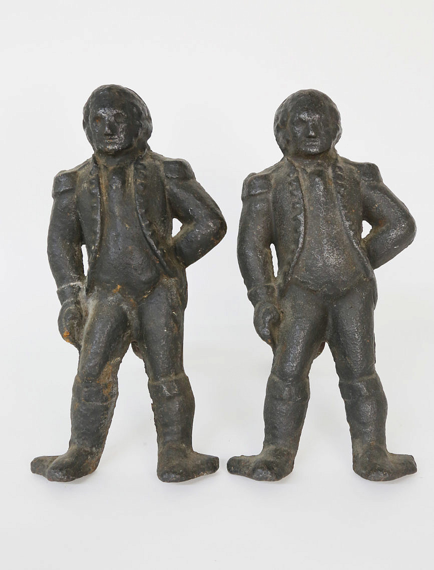 Pair of American Cast Iron George Washington Andirons - Pair of ...