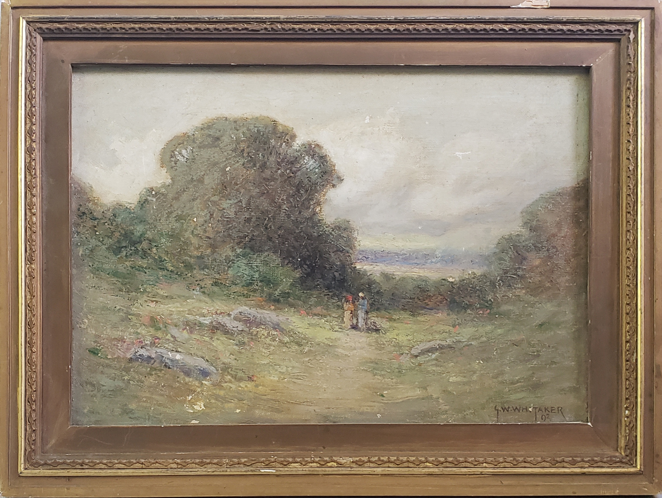 George William Whitaker Antique Oil on Canvas Landscape Painting ...