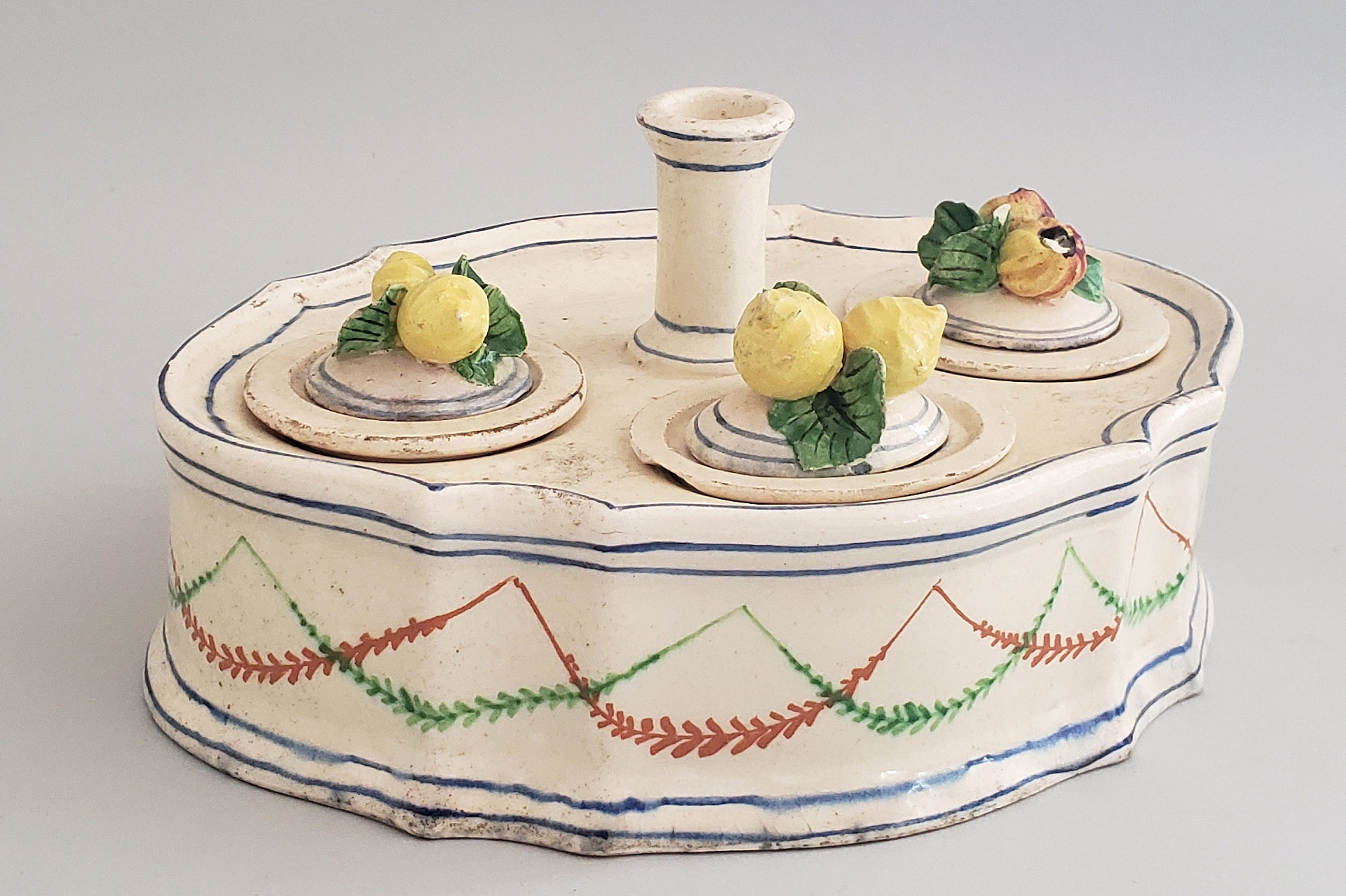 19th Century Soft Paste Porcelain Inkwell - French Faience Soft Paste ...