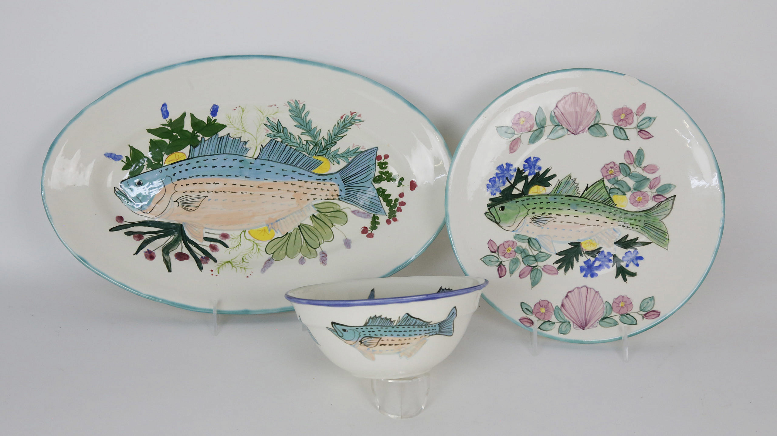 Set of Three Nantucket Made Ceramic Serving Pieces - Set of Three ...