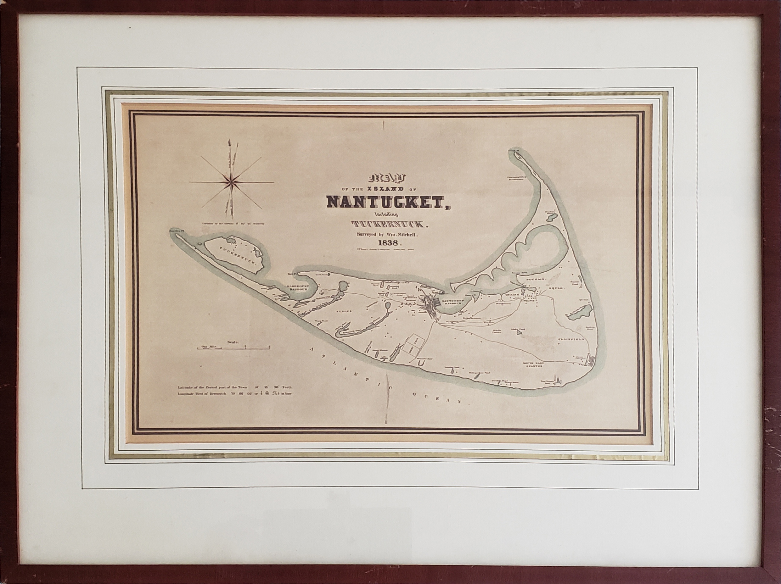 Nantucket Map 1838 William Mitchell - Vintage Map of Nantucket 1838 ...