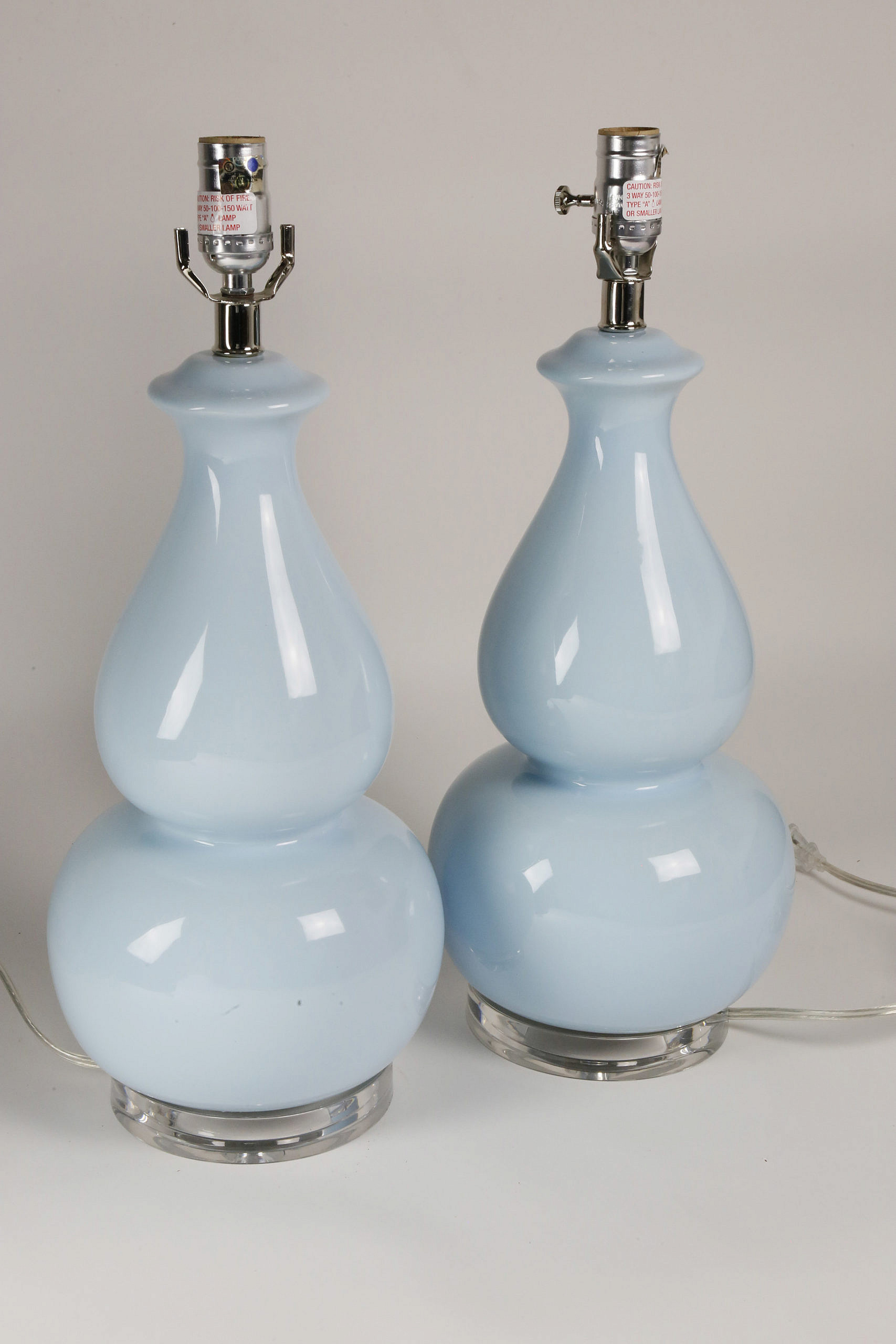Pair of Contemporary Glass Lamps - Pair of Contemporary Powder Blue ...