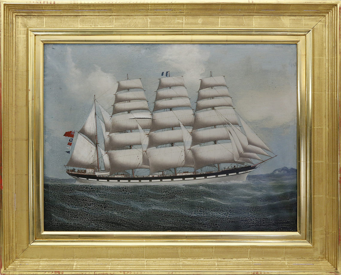 China Trade Oil on Linen “Portrait of a British Clipper Ship” 3rd ...