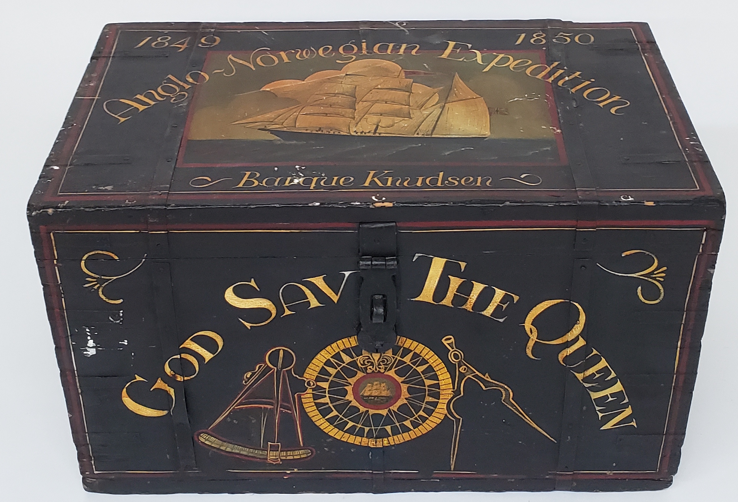 Vintage Nautical Decorated Trunk God Save the Queen - Vintage Nautical ...