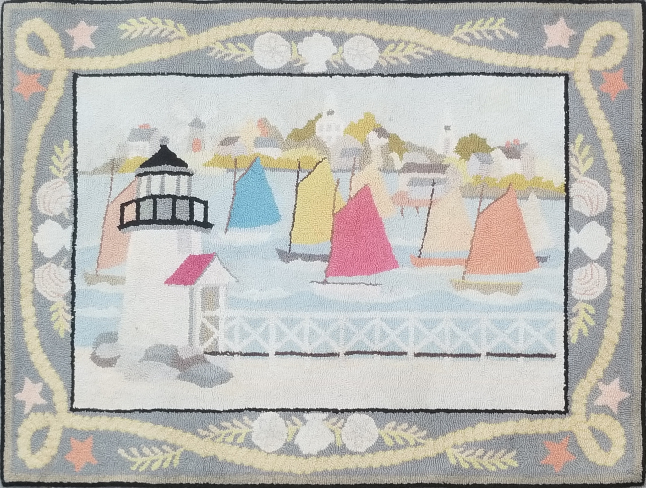 Claire Murray Hooked Rug "Rainbow Fleet at Brant Point Nantucket ...