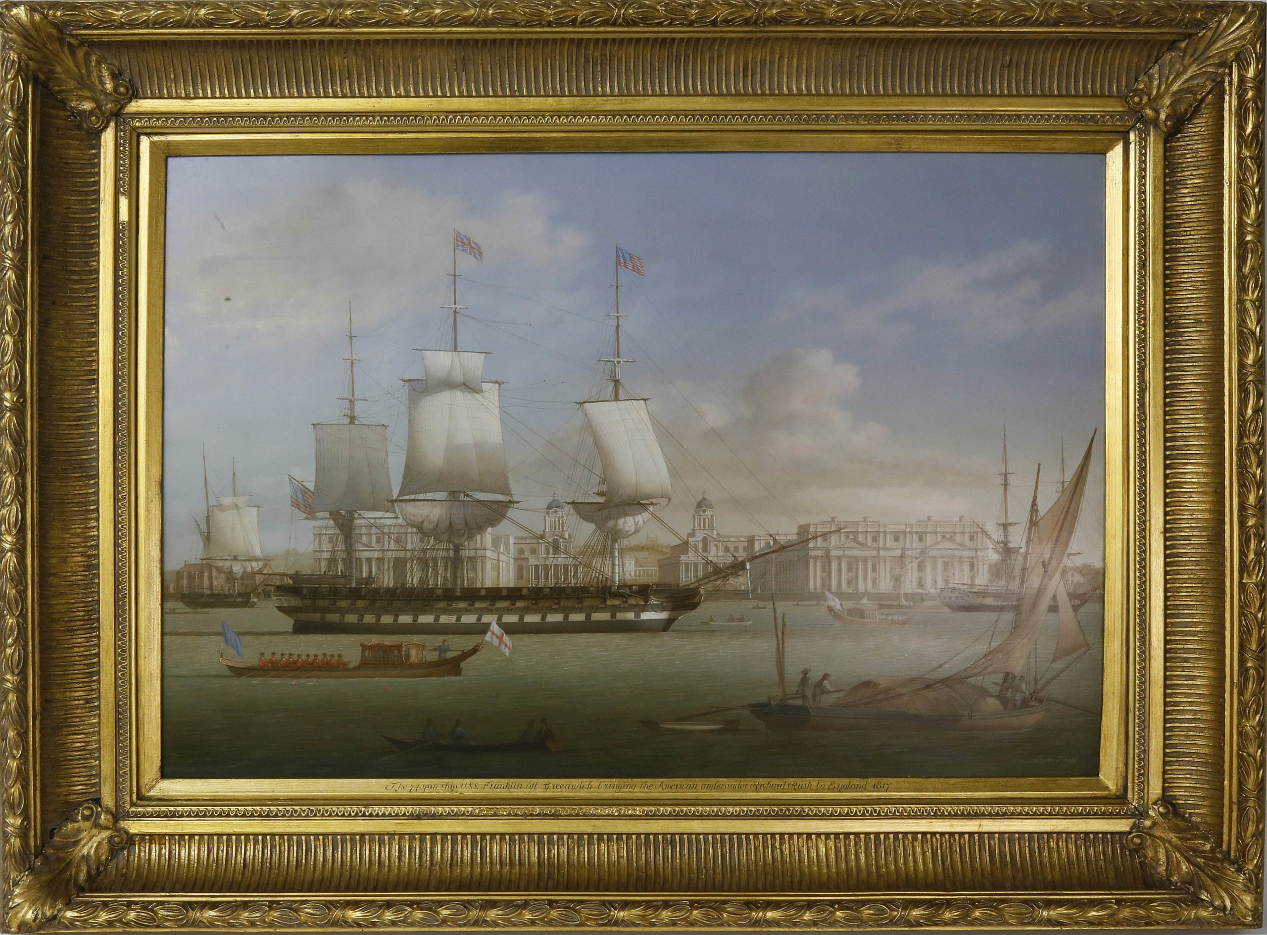 Louis Dodd Oil on Canvas “American Clipper in Port” - Louis Dodd Oil on ...