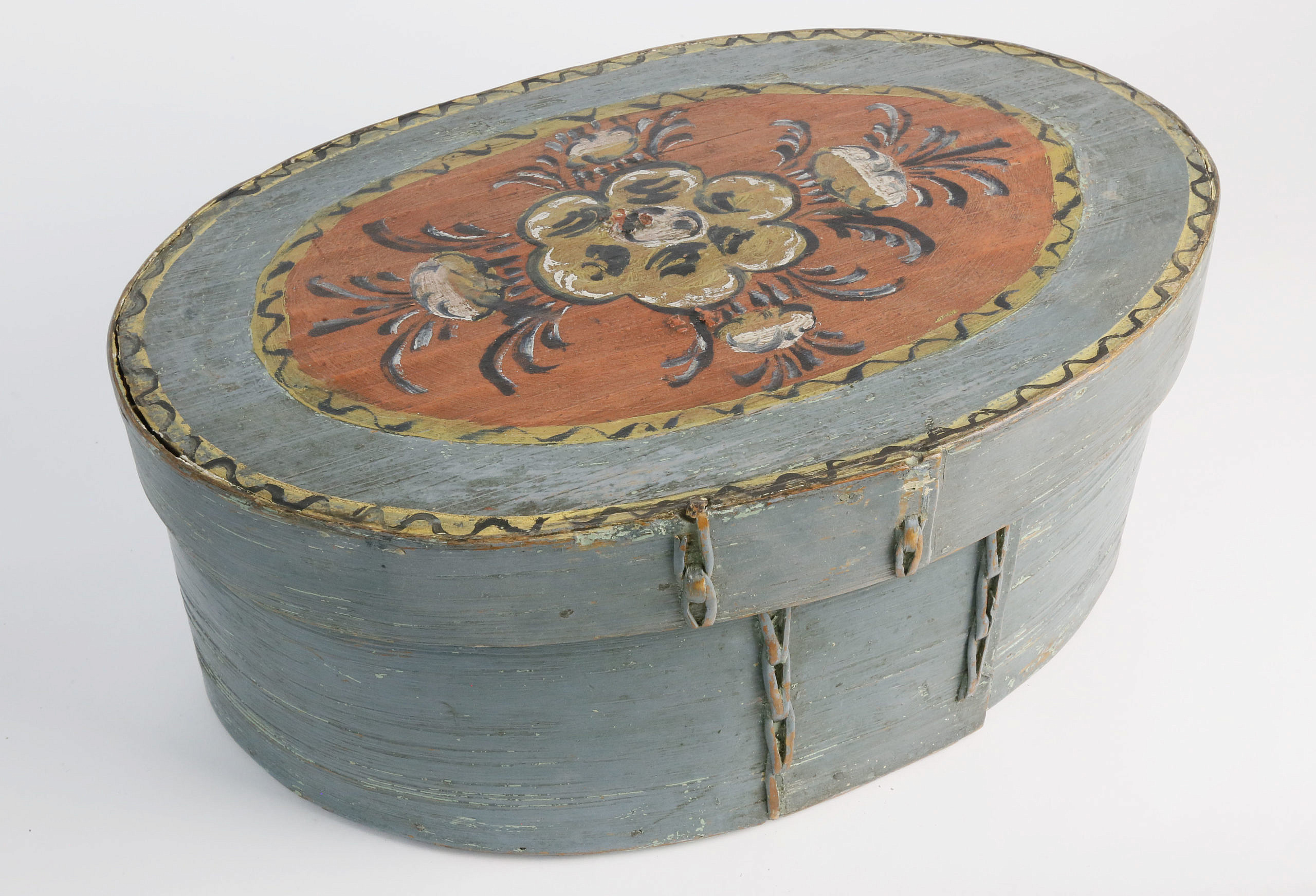 Scandinavian Decorated Oval Band Box 19th Century - Scandinavian ...