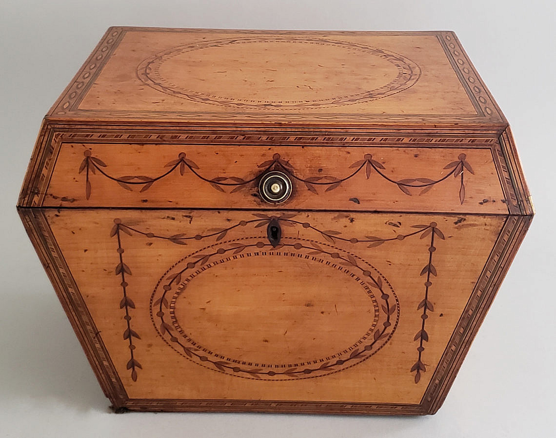 19th Century Satinwood Inlaid Sewing Box - Satinwood Inlaid Sewing Box ...