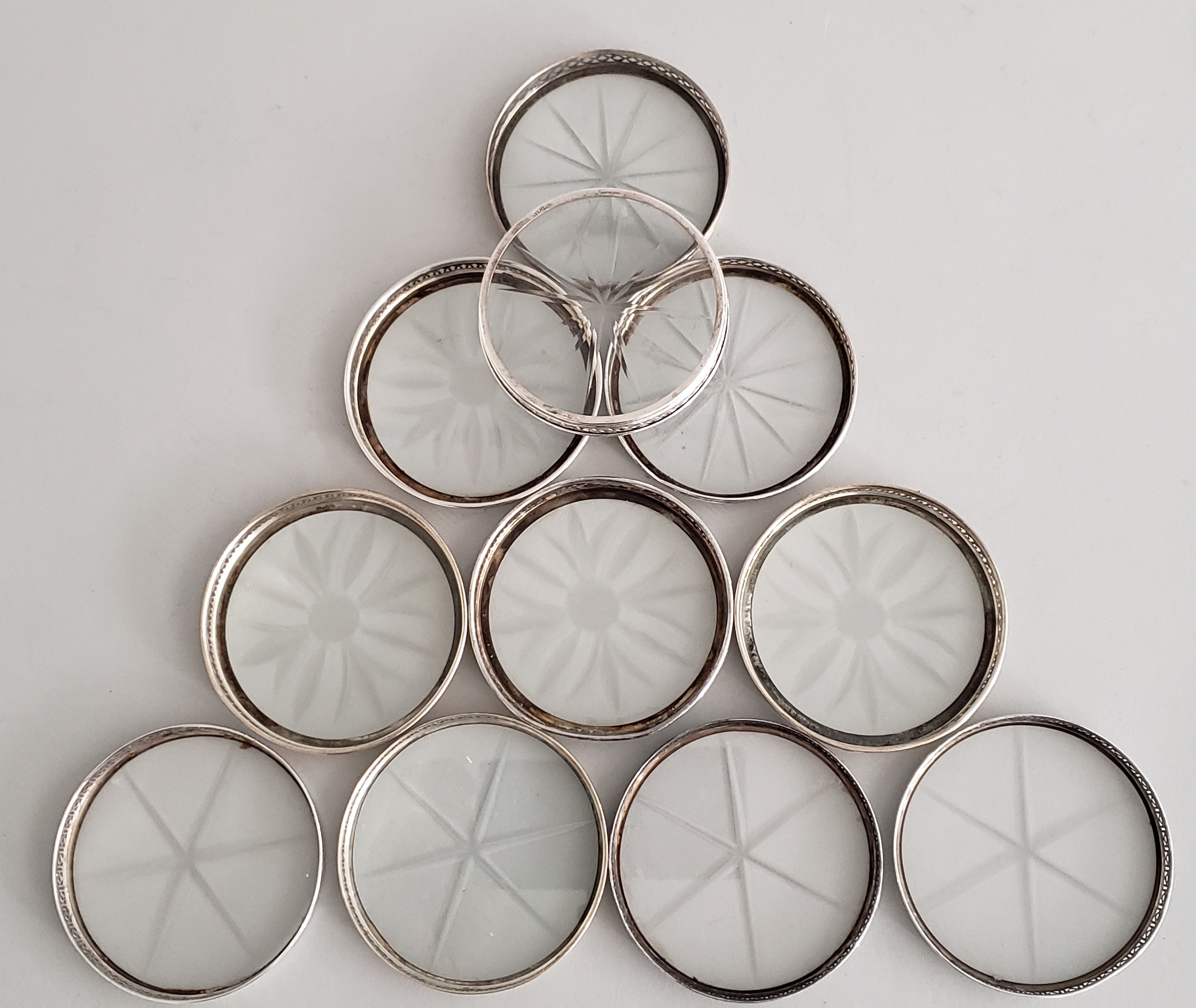 Sterling Silver Coasters - 11 Sterling Silver and Crystal Coasters ...