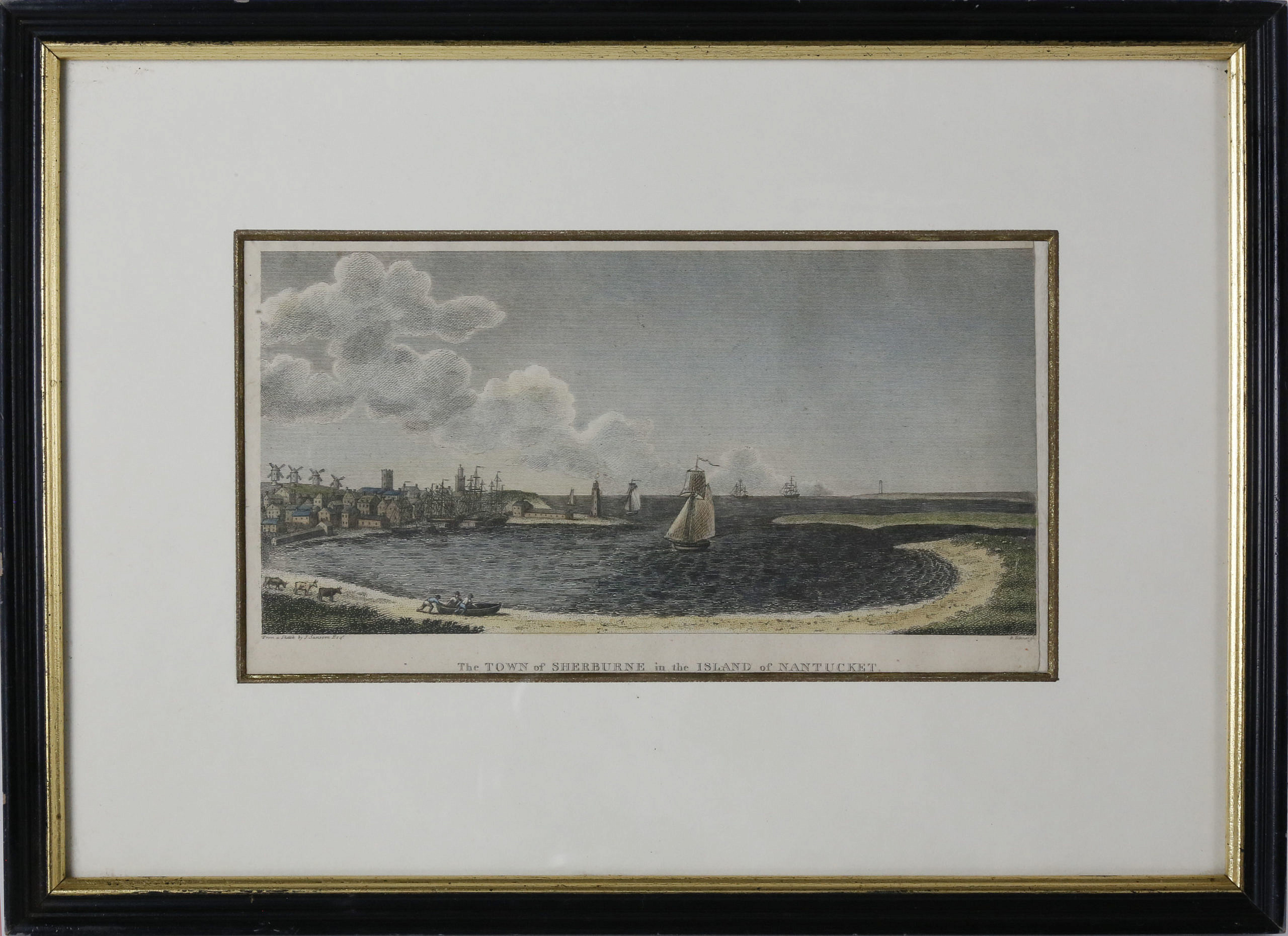 Benjamin Tanner Engraving "The Town of Sherburne in the Island of ...