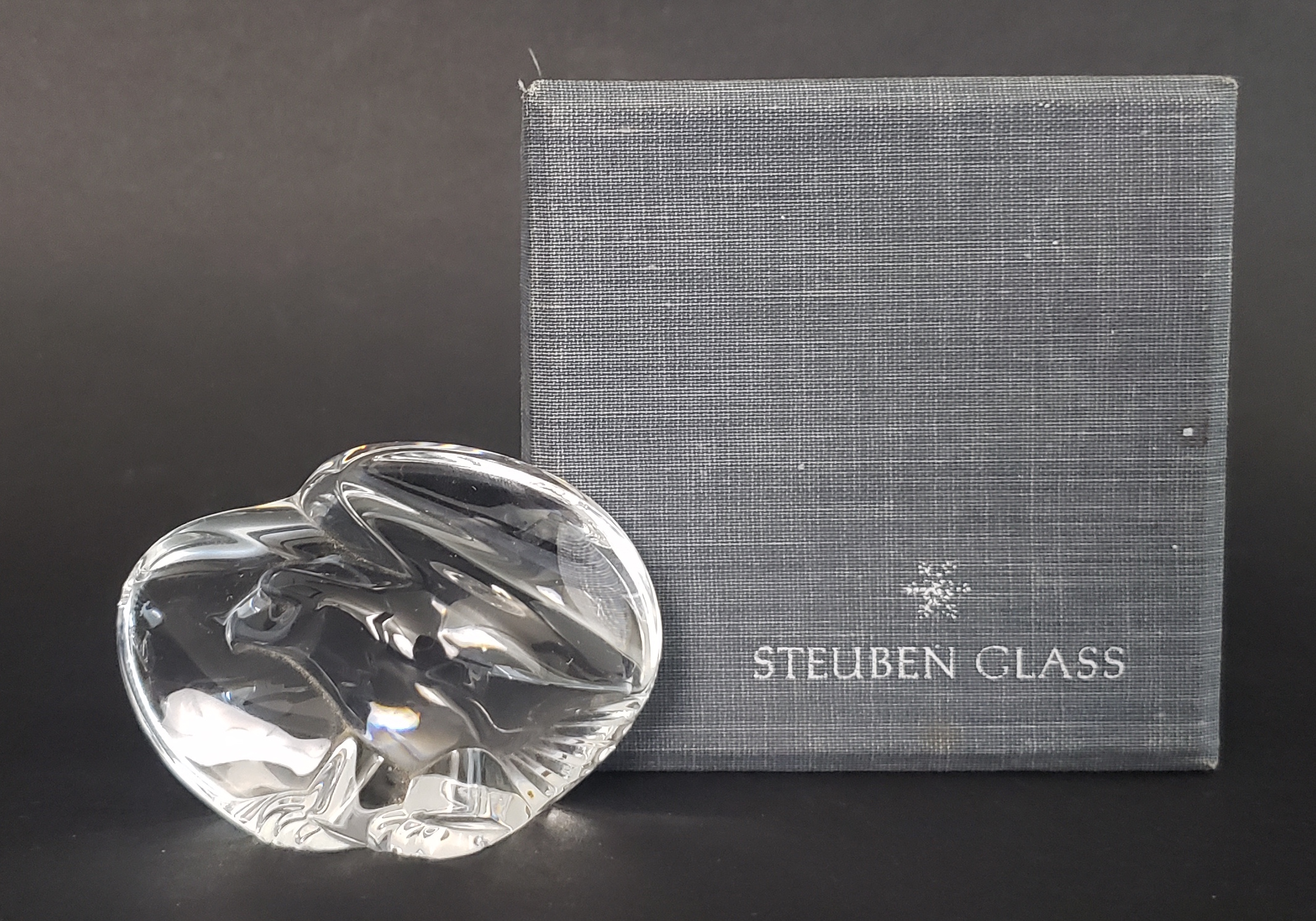 Steuben Figural Eagle Paperweight Hand Cooler - Signed Steuben Clear ...