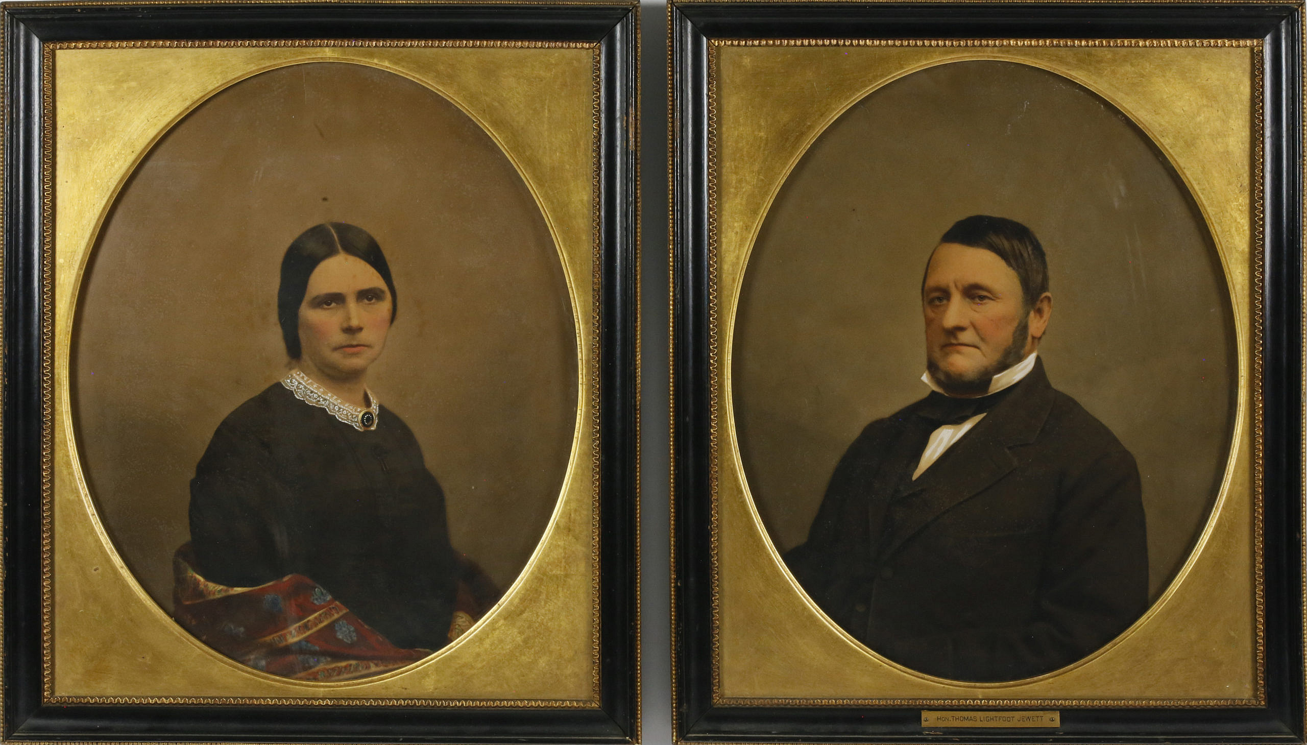 Pair of China Trade Oval Portraits of Hon. Thomas Lightfoot Jewett and ...