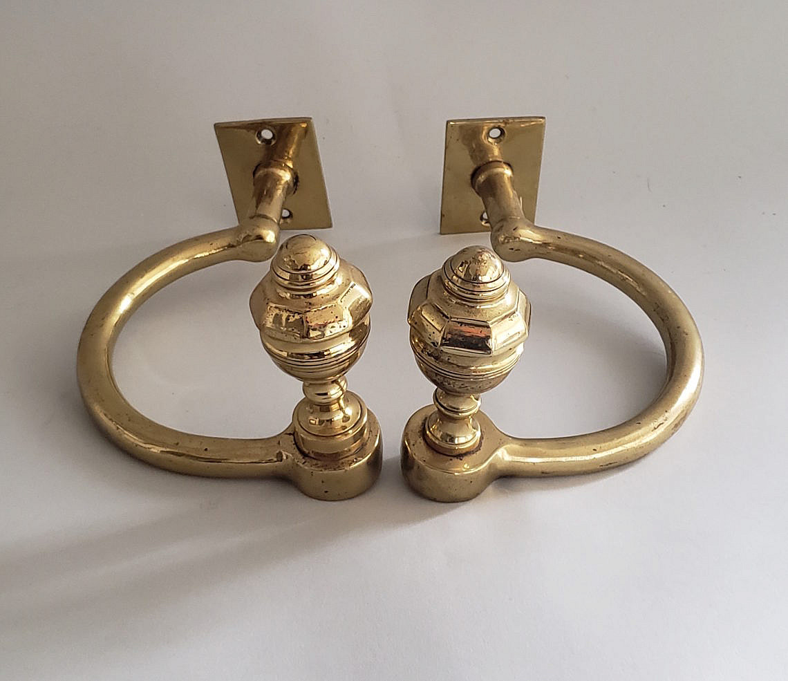 Brass Multi Turned Jamb Hooks - Pair of Large Brass Multi Turned Jamb ...