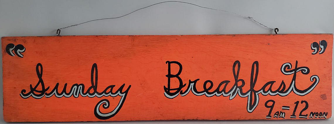 Vintage Sunday Breakfast Advertising Sign - Vintage Hand Painted Sign ...