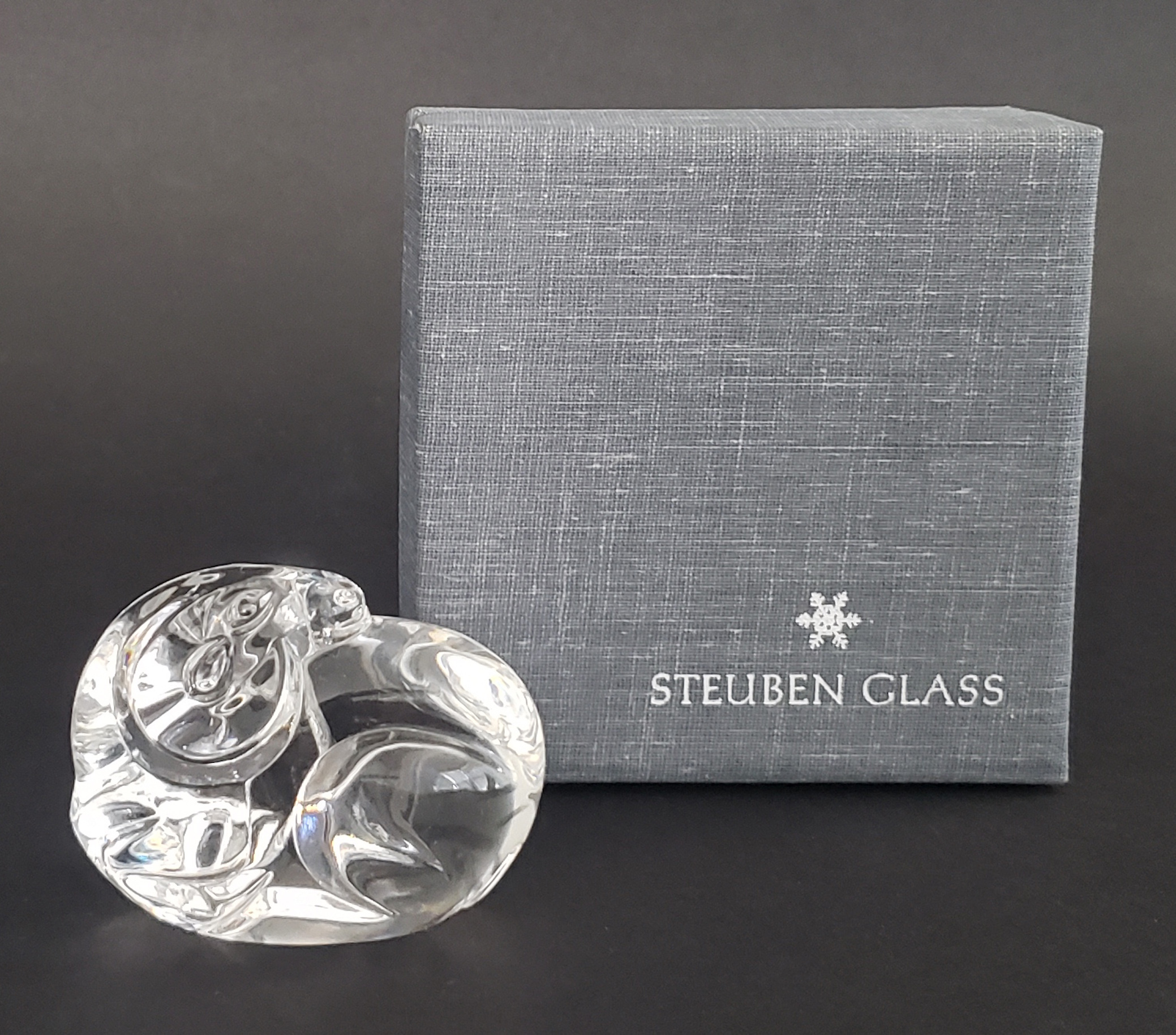 Steuben Crystal Figural Ram - Signed Steuben Clear Crystal Figural Ram ...