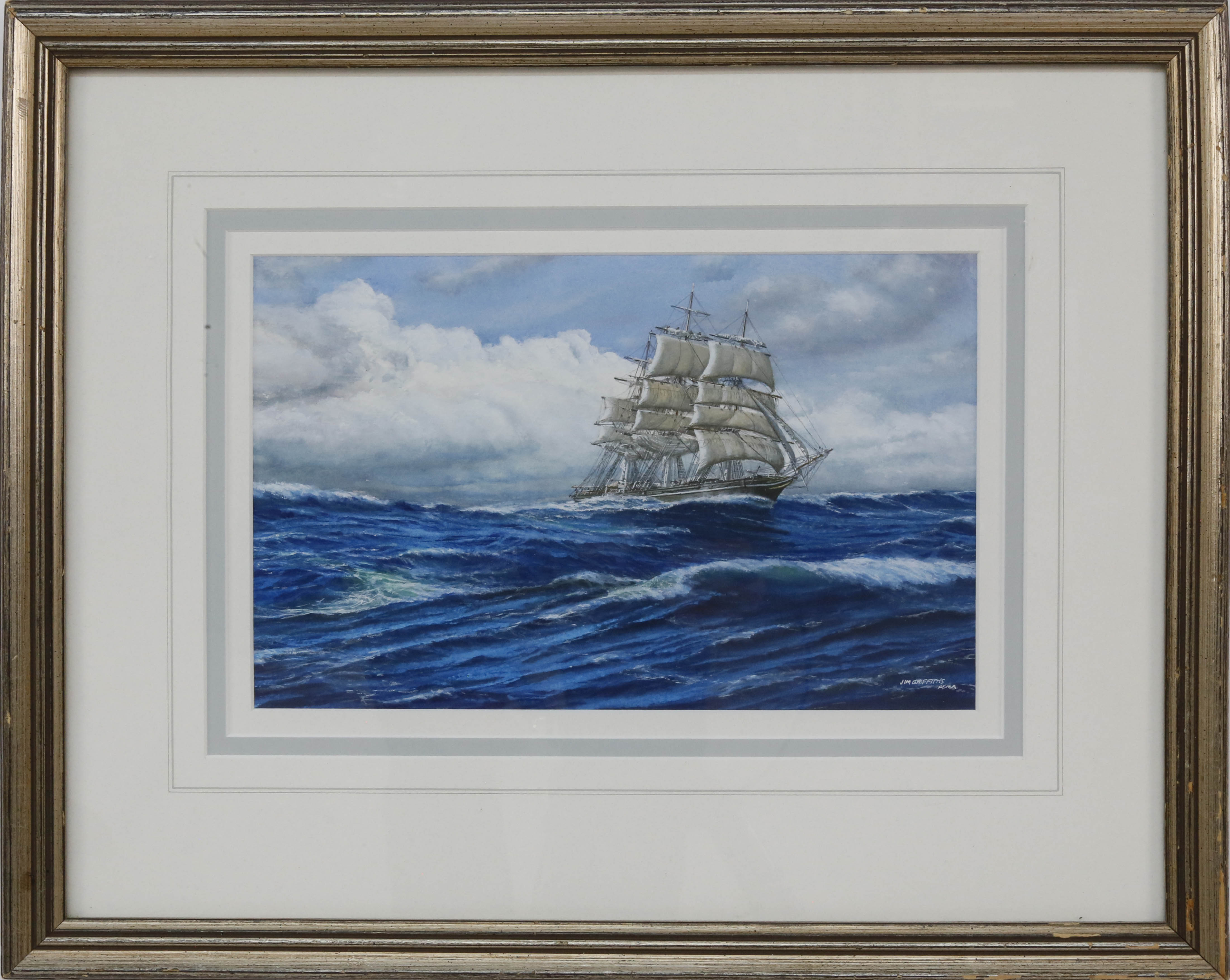 James Griffiths Watercolor on Paper "Cuttysark on Indian Ocean" - James ...