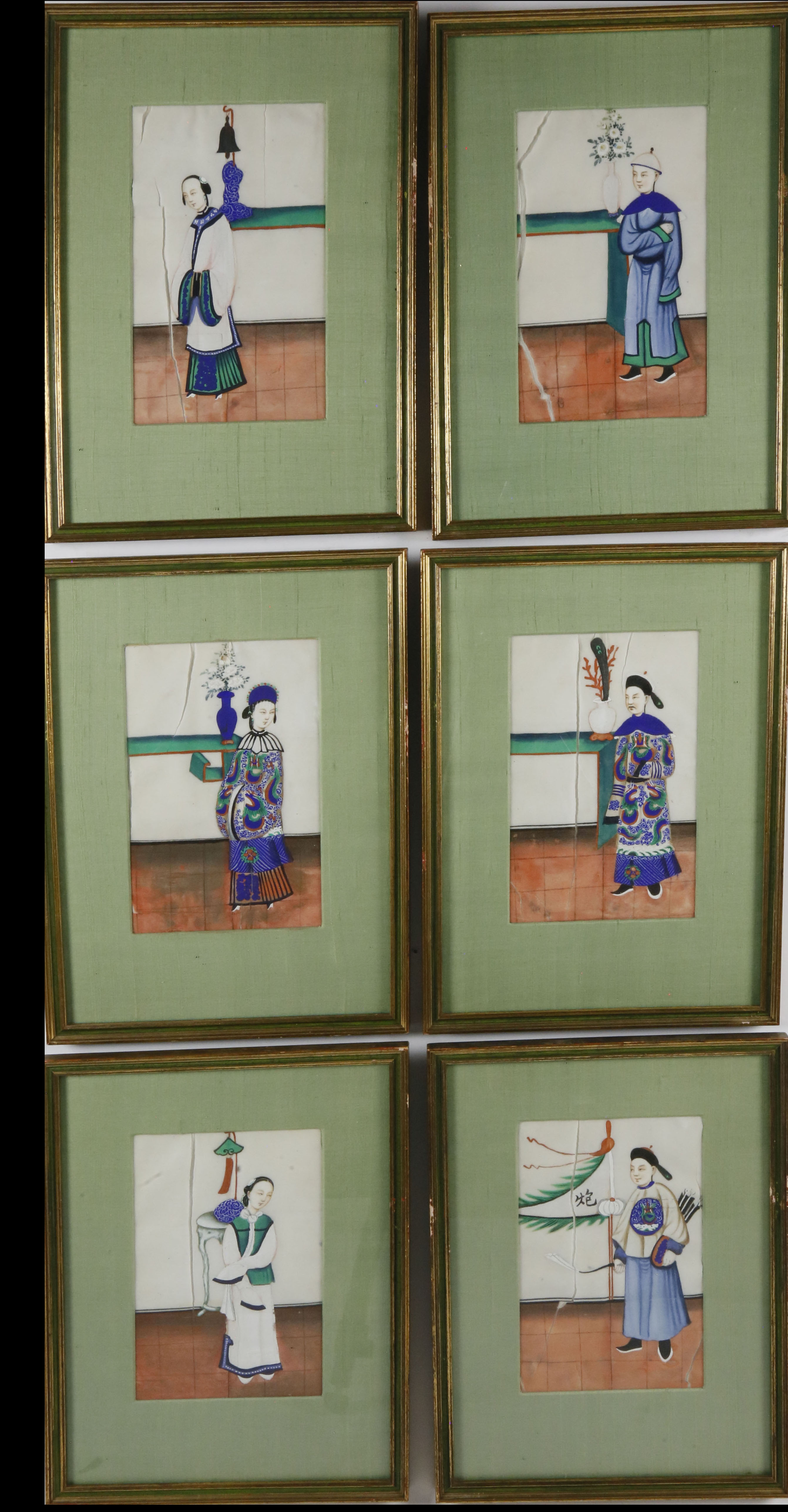 Set of Six 19th Century Chinese Watercolors on Pith Paper Full ...