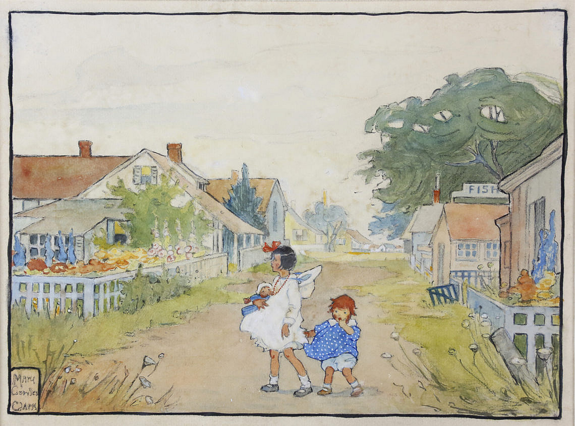 Mary Cowles Clark Mixed Media Watercolor and Charcoal Pencil on Paper ...