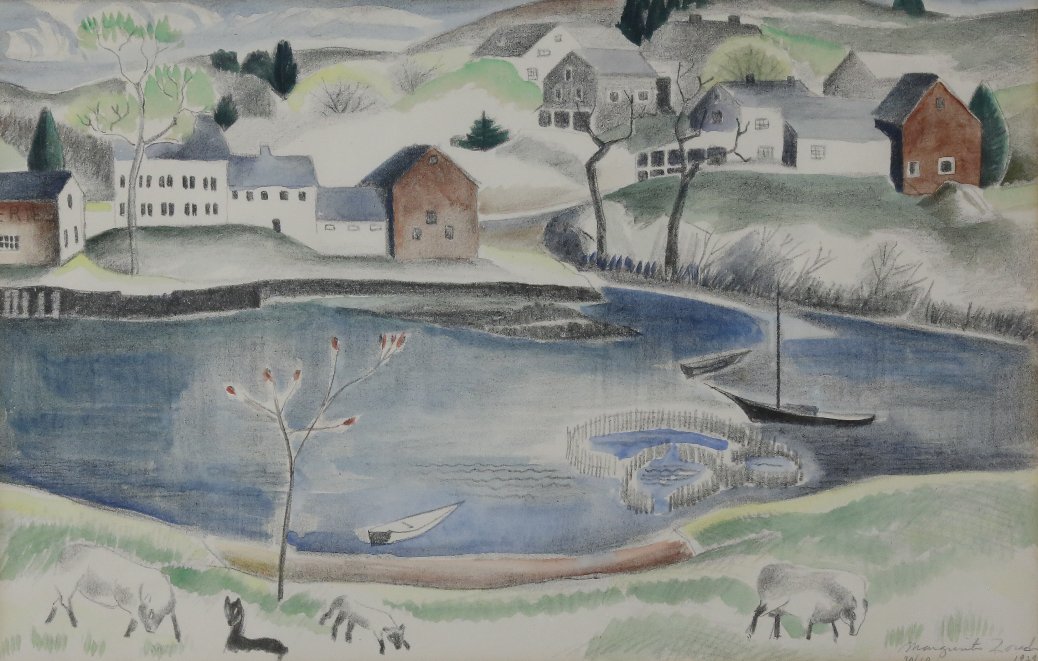 Marguerite Thompson Zorach Lithograph With Watercolor and Pencil on ...