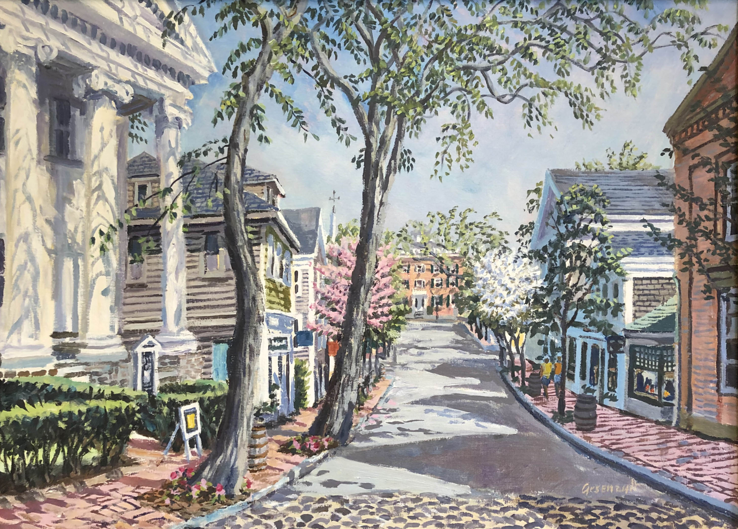 Paul Arsenault Oil on Canvas "Centre Street Nantucket" - Paul Arsenault ...