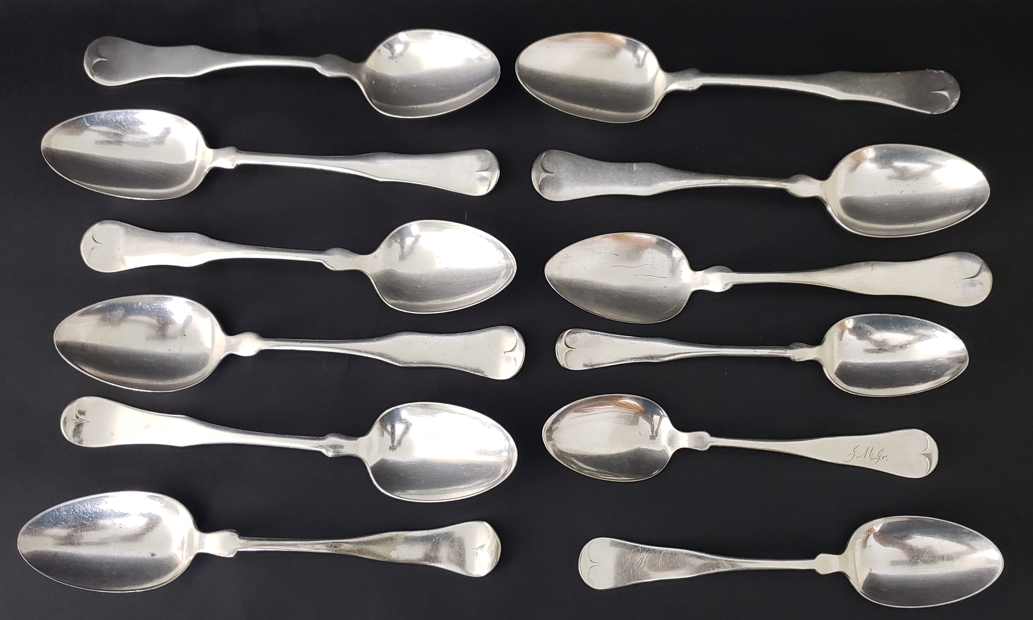 19th Century Coin Silver Spoons - 12 Coin Silver Serving and ...