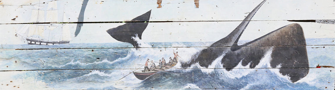 Oil on Old Floor Board “Nantucket Primitive Whaling Scene” - Oil on Old ...